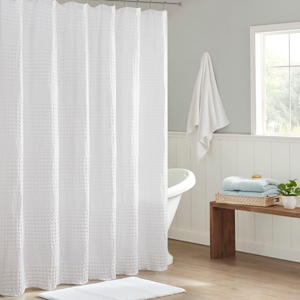 Blisstyle Super Waffle Textured Solid Shower Curtain Shower Curtains ...