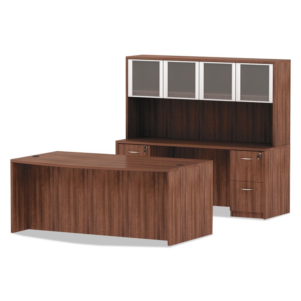 Alera Valencia Series Bow Front Desk Shell - Modern Walnut Finish, 71 ...