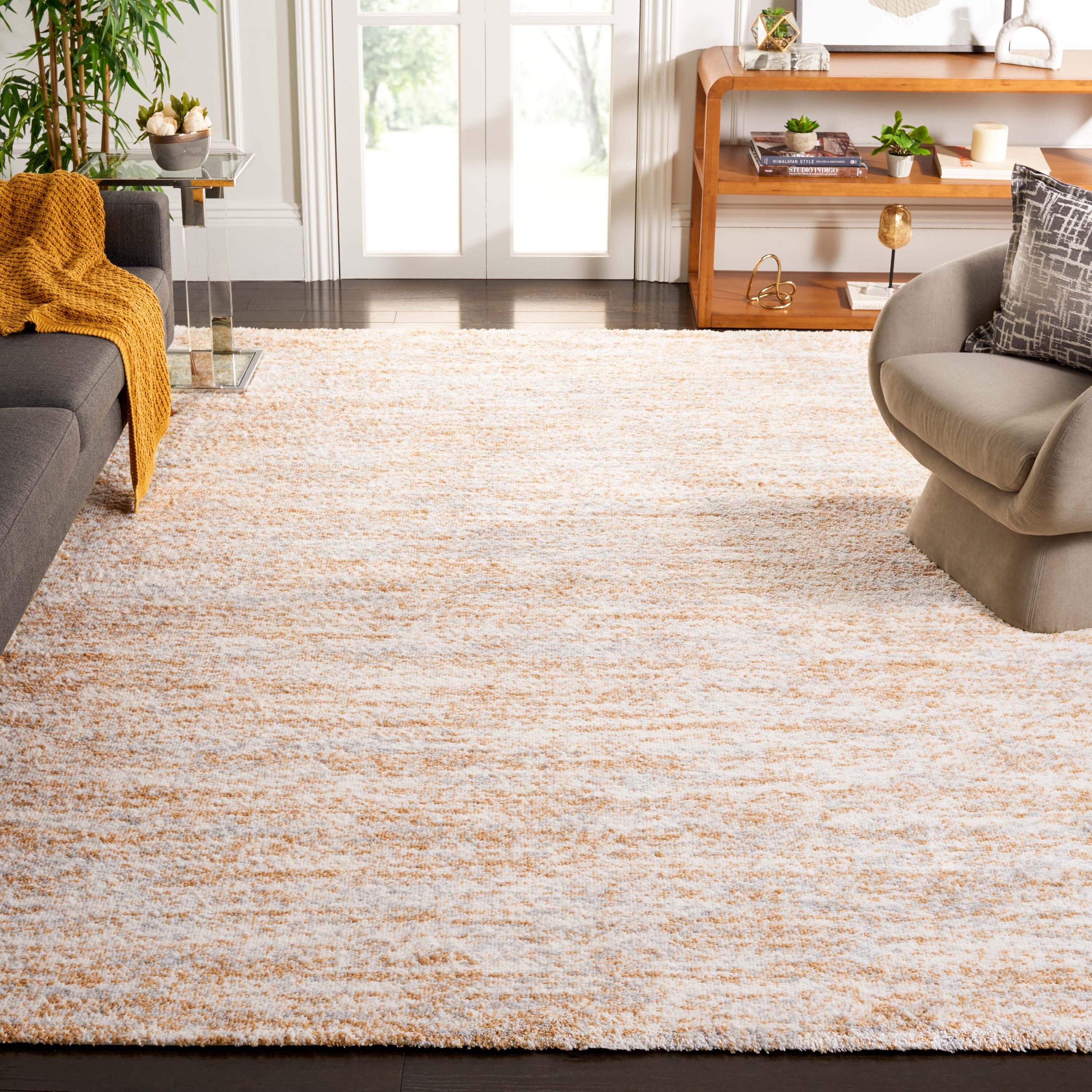 Safavieh Berber Shag Ber563D Ivory L.Gold 9ft x 12ft Large Rectangle ...
