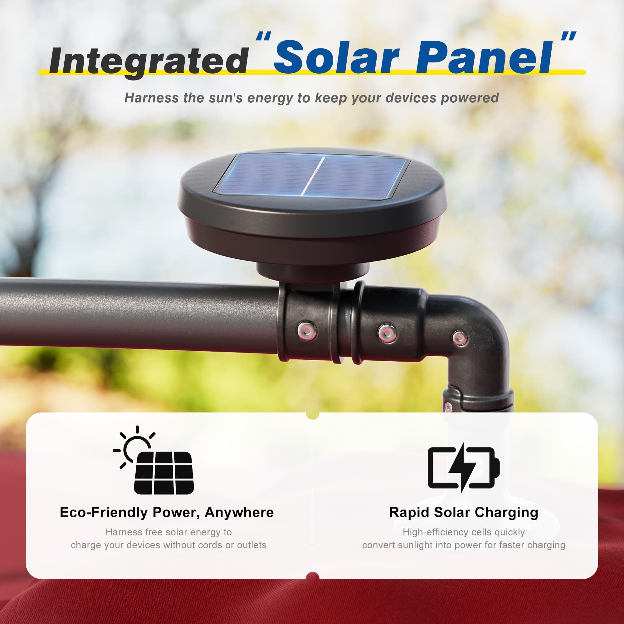 Aok Garden 10FT Outdoor Solar LED Round Patio Offset Umbrella Aluminum ...