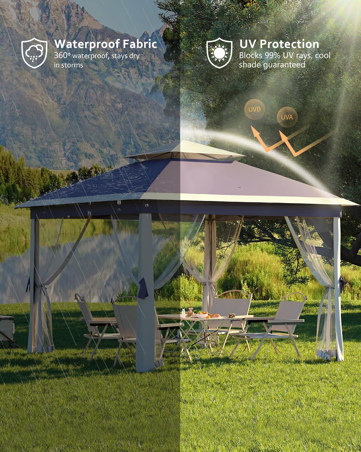 Encore Beets 11x11FT Pop Up Gazebo Tent with Mosquito Netting Outdoor ...