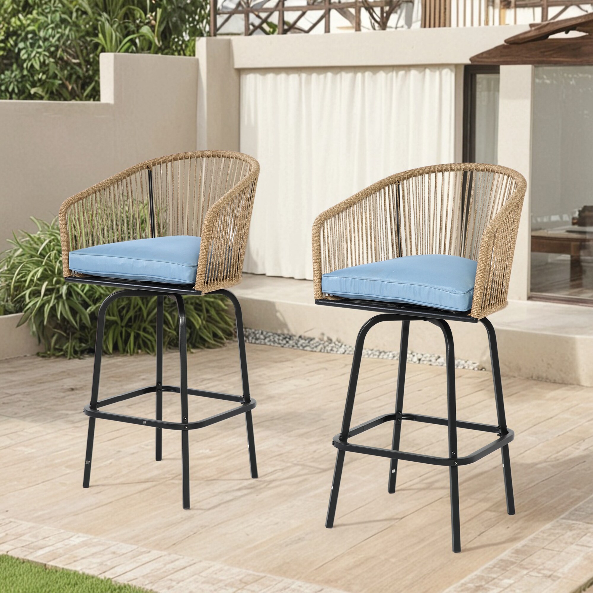 Blisstyle Outdoor Bar Stools Set of 2 2 Piece Patio Bar Stools with ...