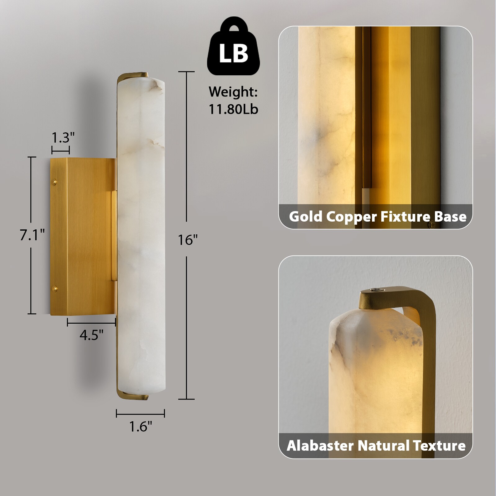 Gleam Flare 15in Alabaster Wall Sconces Brass Alabaster Sconce Spanish ...