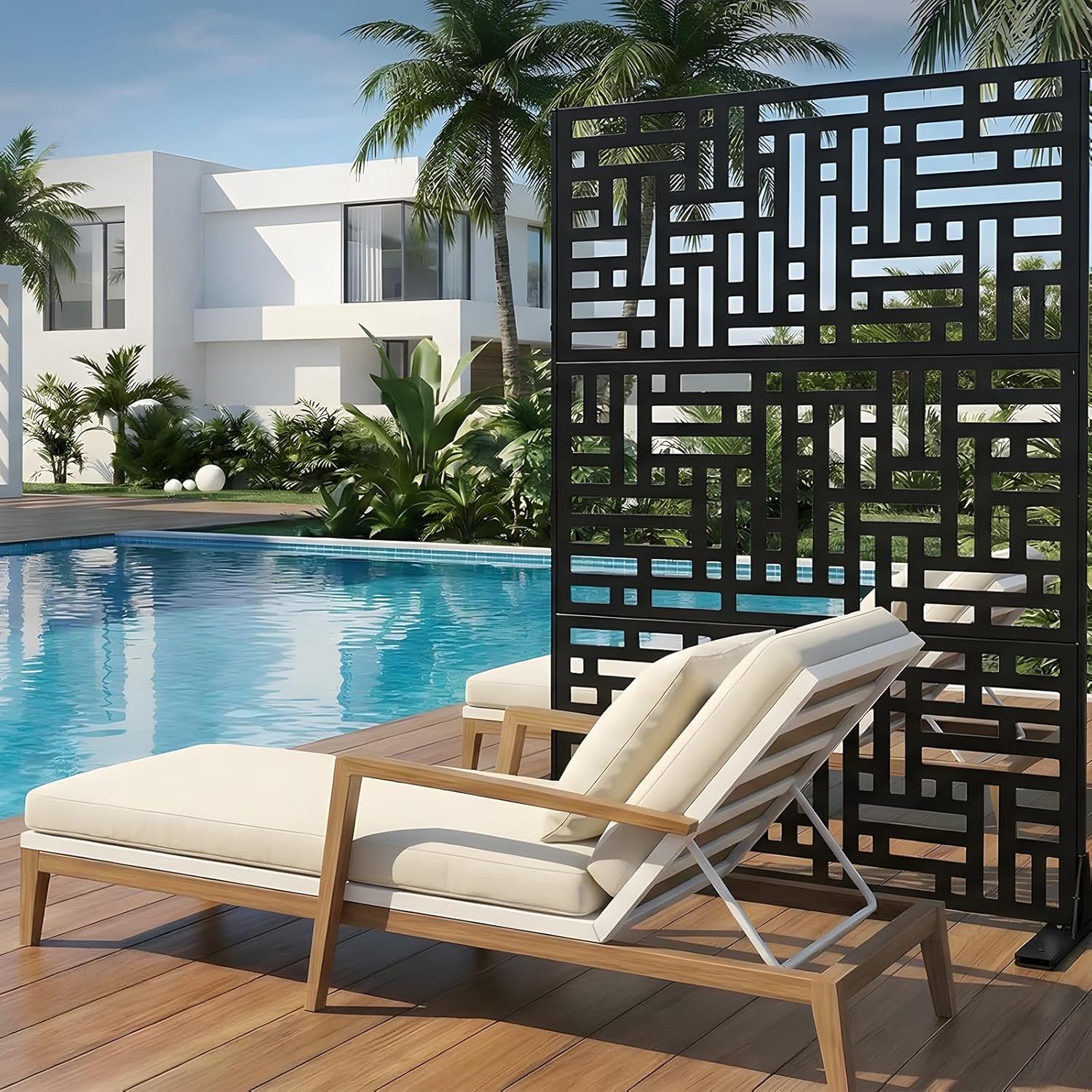 GarveeLife Decorative Metal Privacy Screen 70inch Metal Outdoor Privacy ...