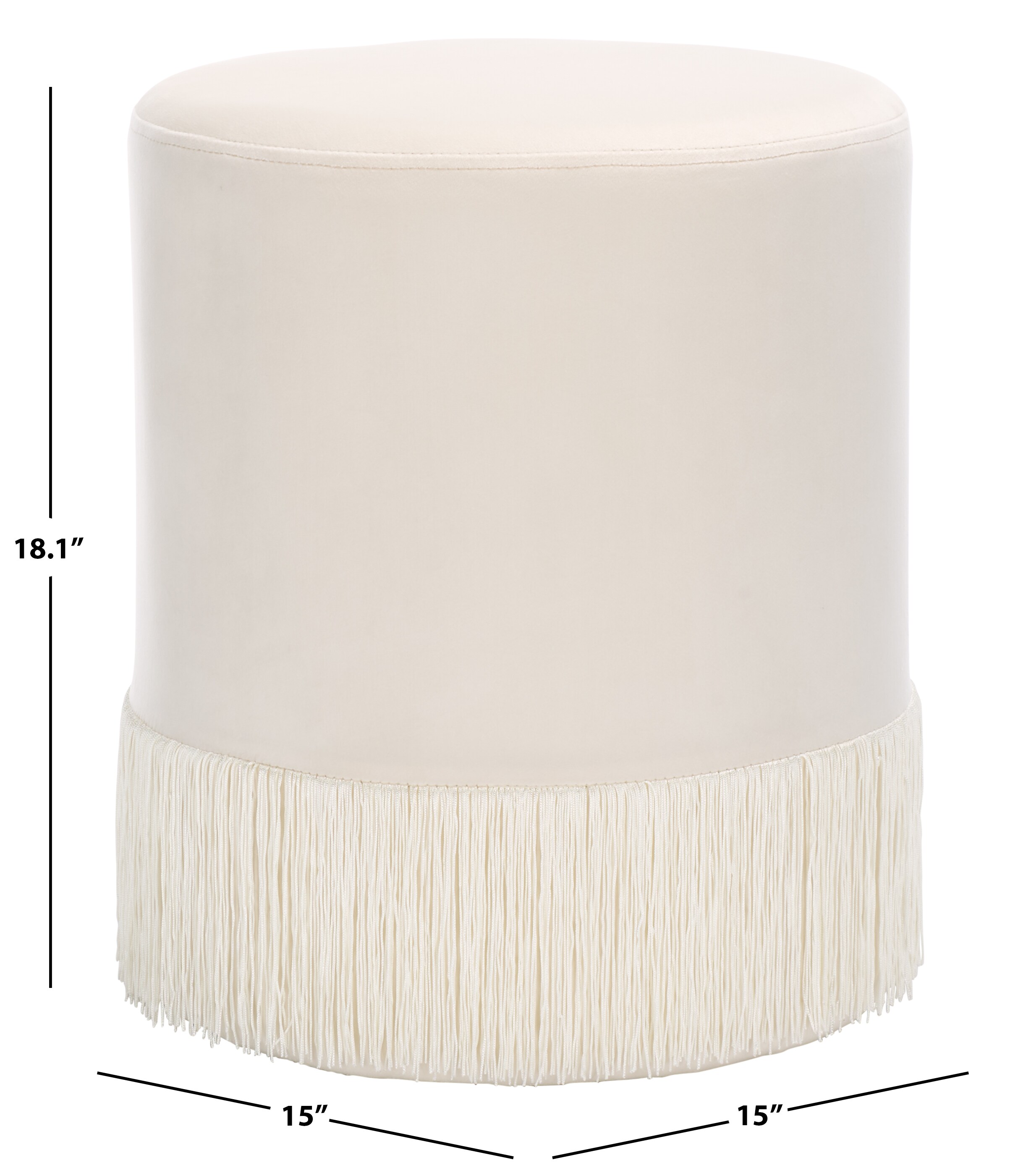 Safavieh Modern Ivory Velvet Round Ottoman in the Ottomans & Poufs ...