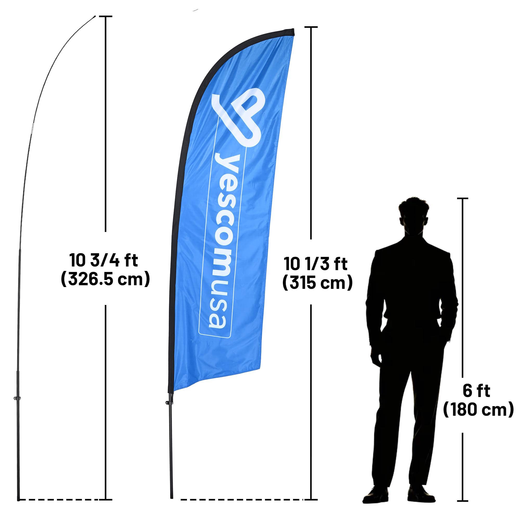 Yescom InstaHibit 10 Pack 11-FT Feather Flag Pole Kit for Business ...