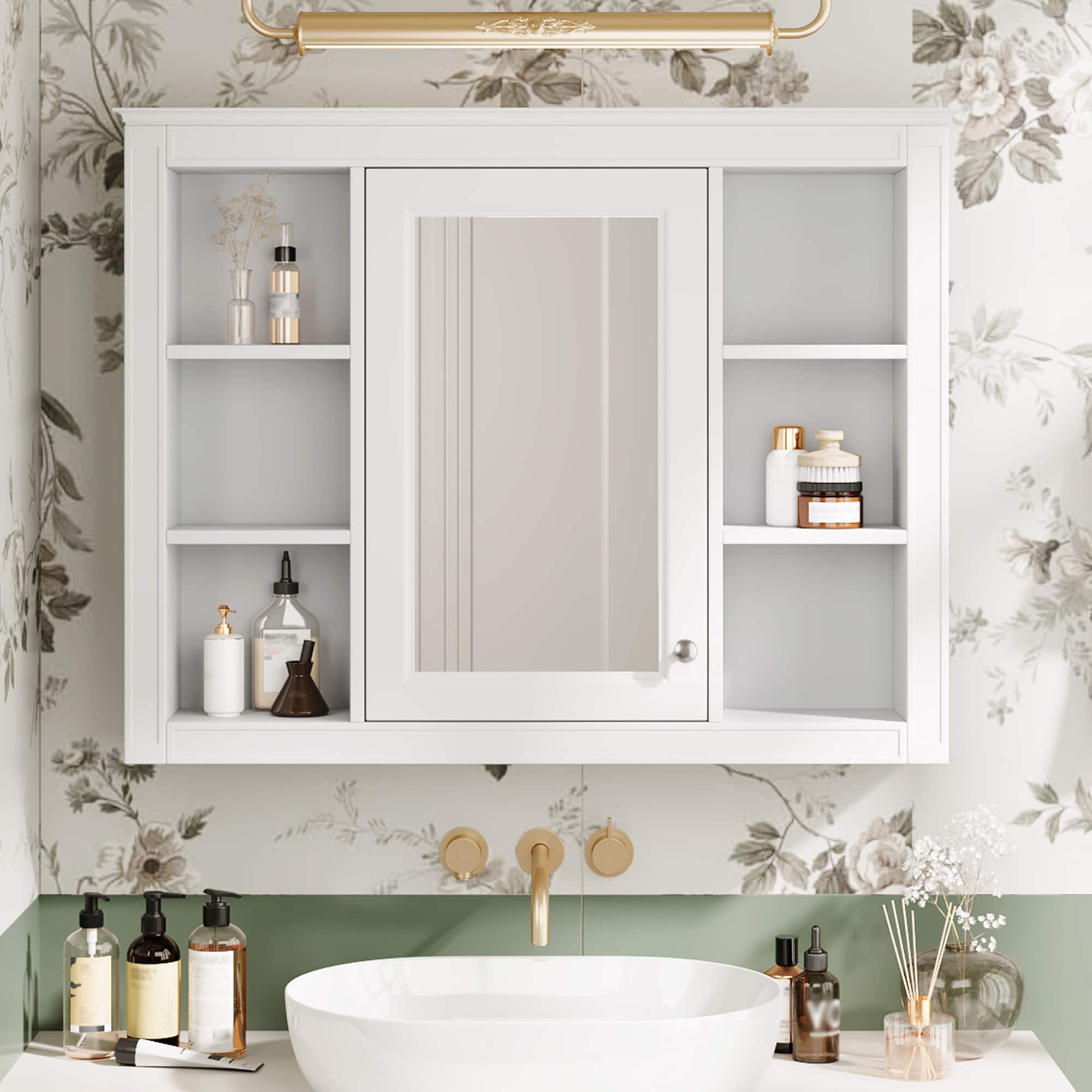 LUXEYARD 35 inch x 27 inch Medicine Cabinet Wall Mounted Bathroom ...
