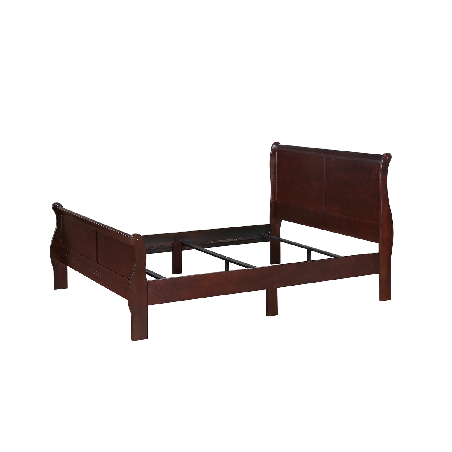 SunJet Full Panel Sleigh Bed Solid Wood Cherry Finish Bedroom Low ...