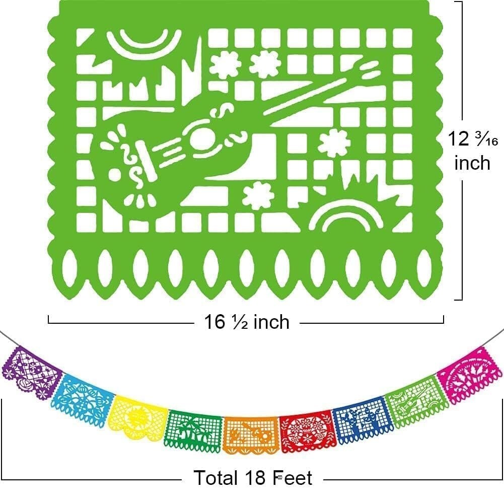 Afoxsos 5 Pack Mexican Papel Picado Banner 90FT Plastic Fiesta Party ...