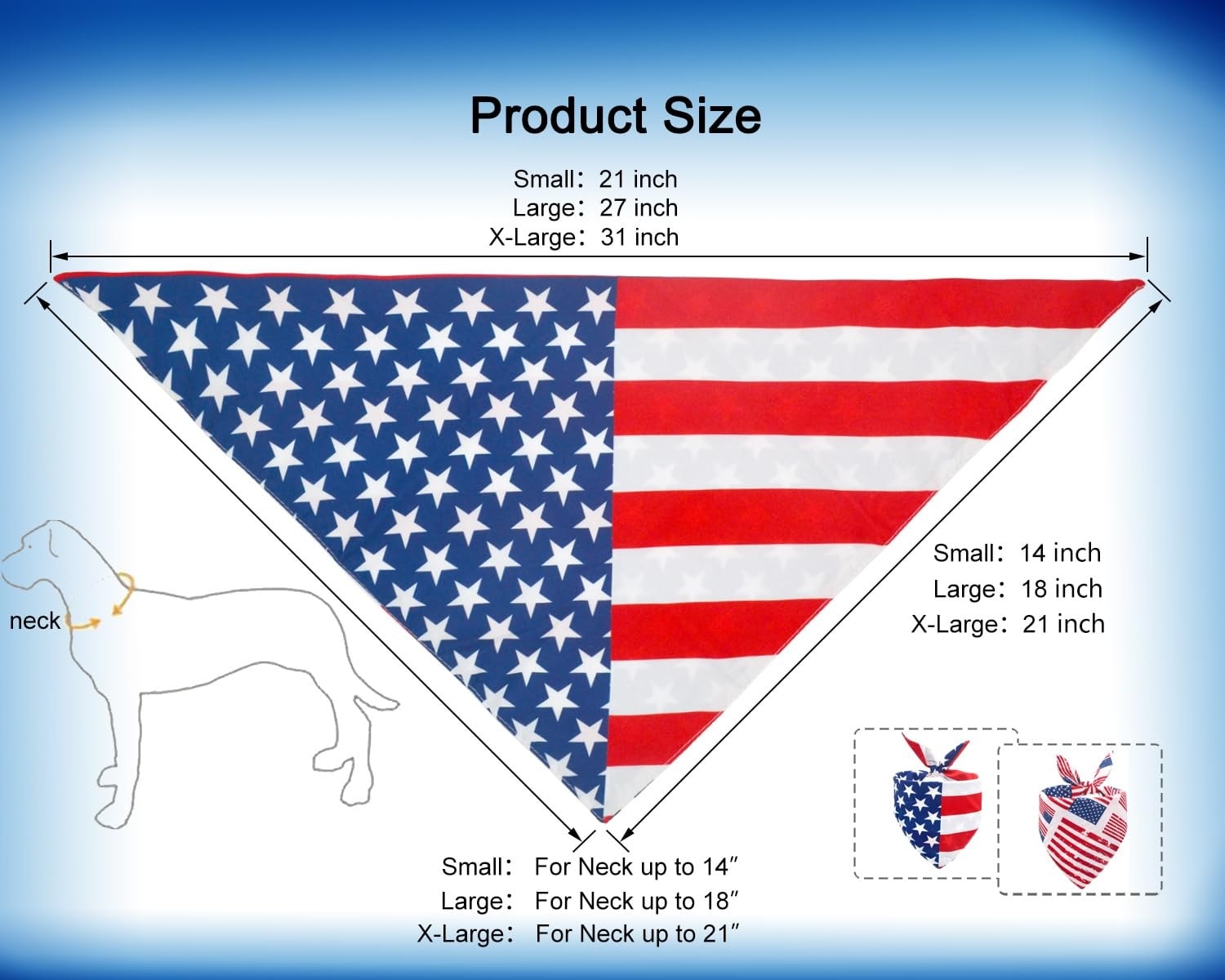 Afoxsos 2 pcs Patriotic Dog Bandanas Large Reversible Double Layer Red ...