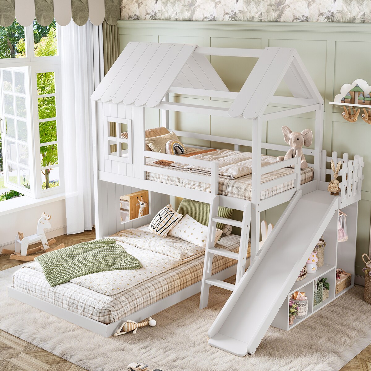 Streamdale Furniture Streamdale Twin over Full House Bunk Bed with ...