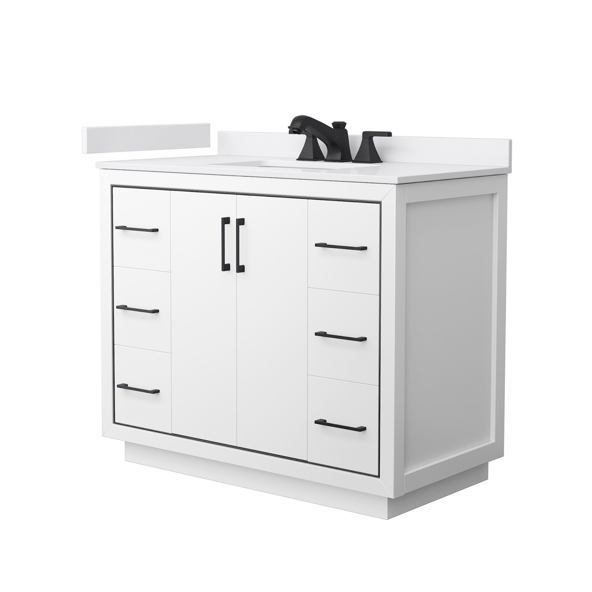Wyndham Collection Icon 42-in White with Matte Black Trim Undermount ...