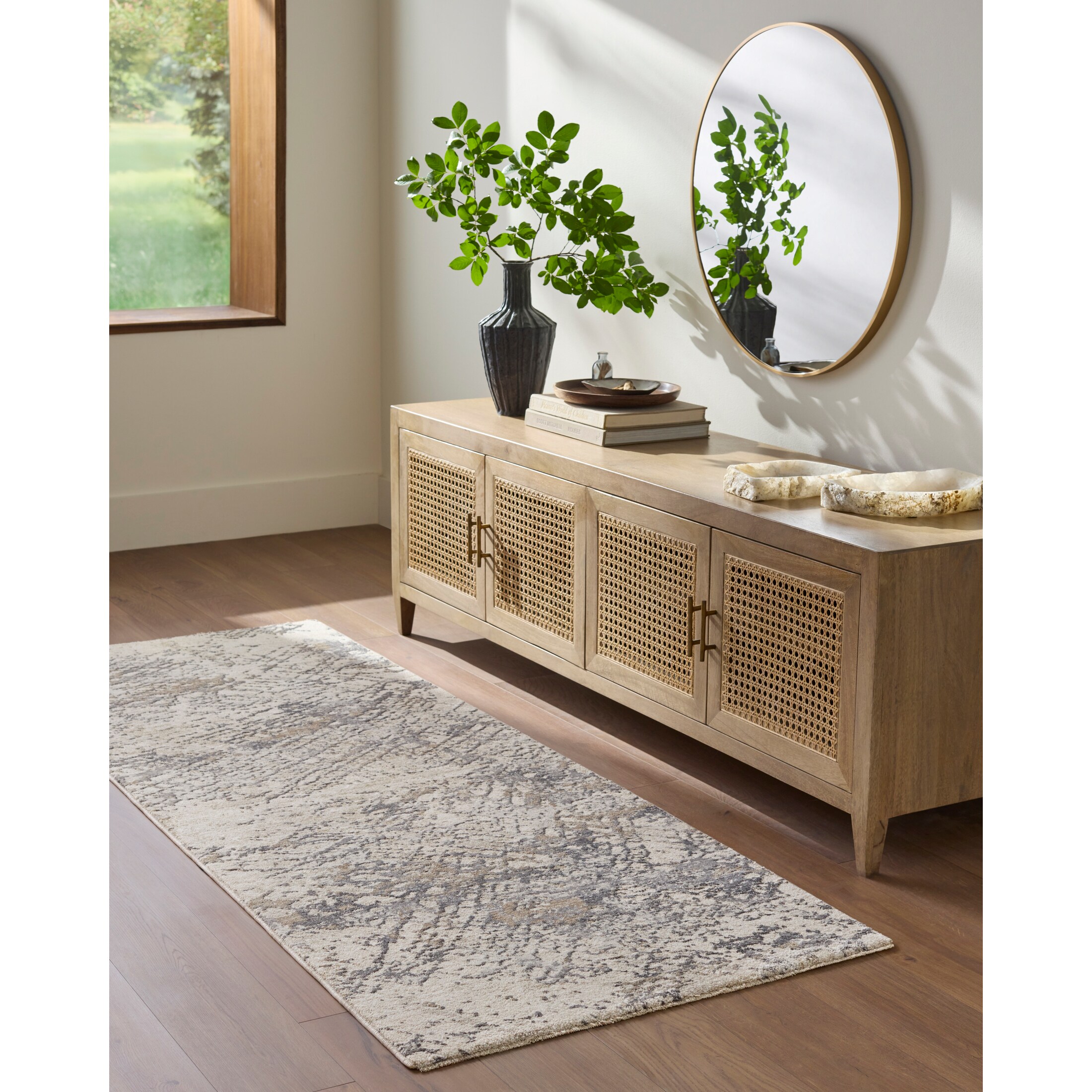 Livabliss Gakko 3 x 10 (ft) Flatweave Polyester Cream/Medium Gray ...