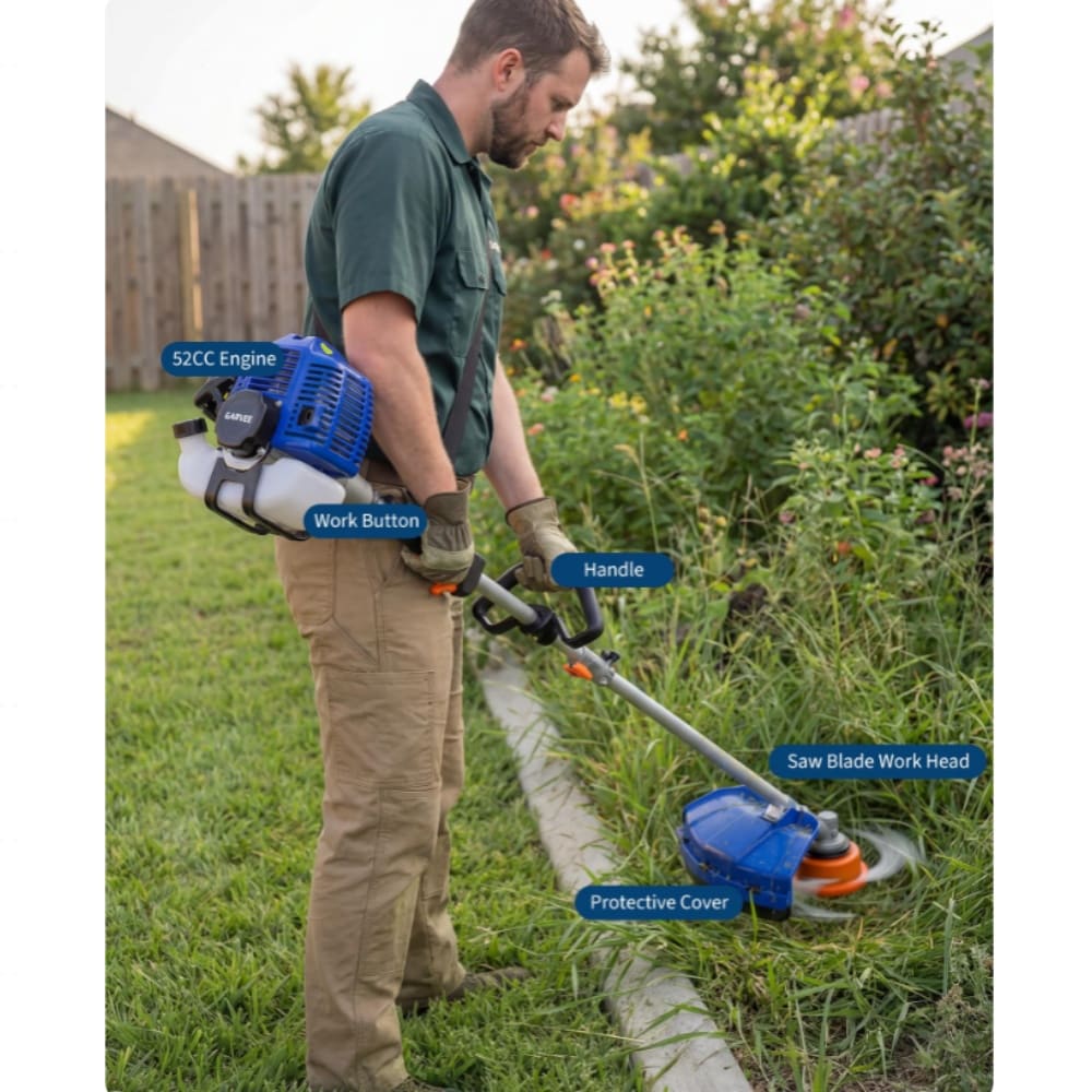 Garvee 52cc 3 in 1 Gas String Trimmer Blue with 1 String Head and 2 ...