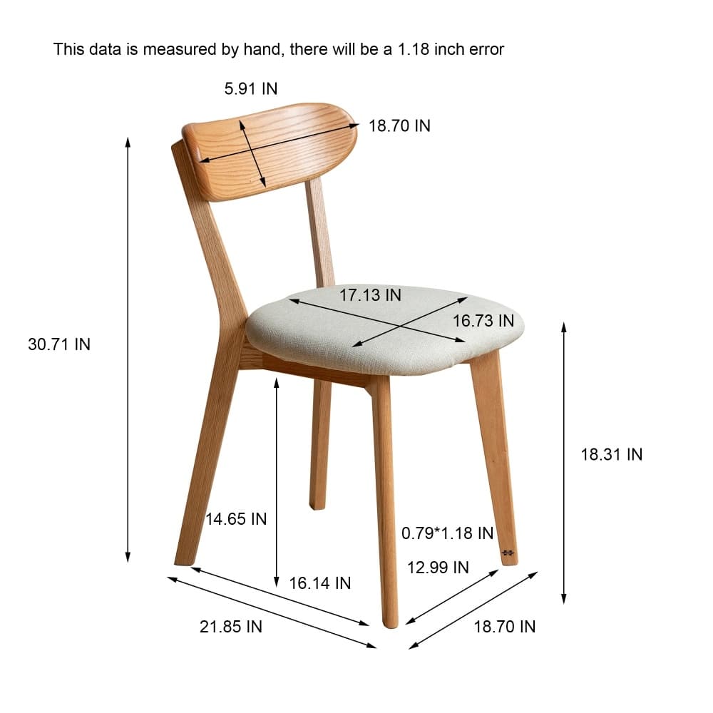 Coolbibila Modern 31 Inch Natural Solid Oak Wood Dining Chair Set of 2 ...