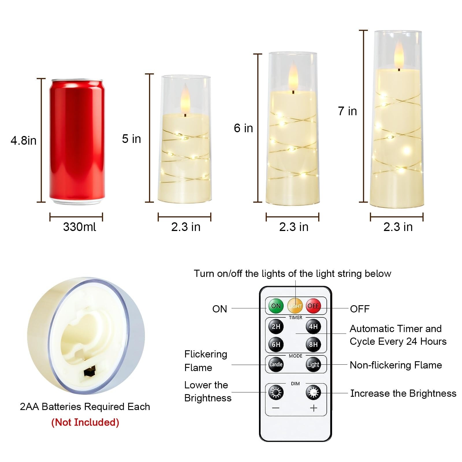 Phewnyzo Flameless LED Pillar Candle Set with Remote Timer Embedded ...