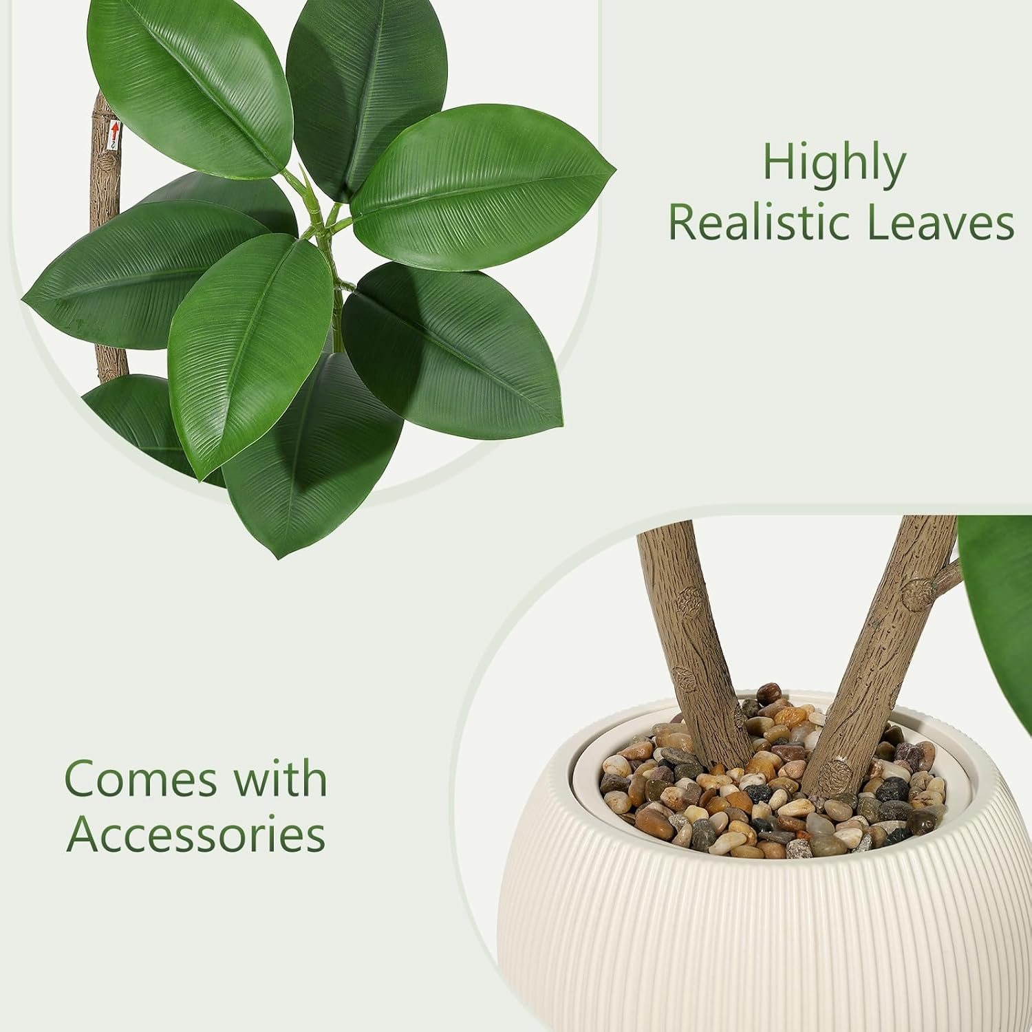 Garvee 6 ft Rubber Artificial Tree in White Sphere Resin Planter with ...