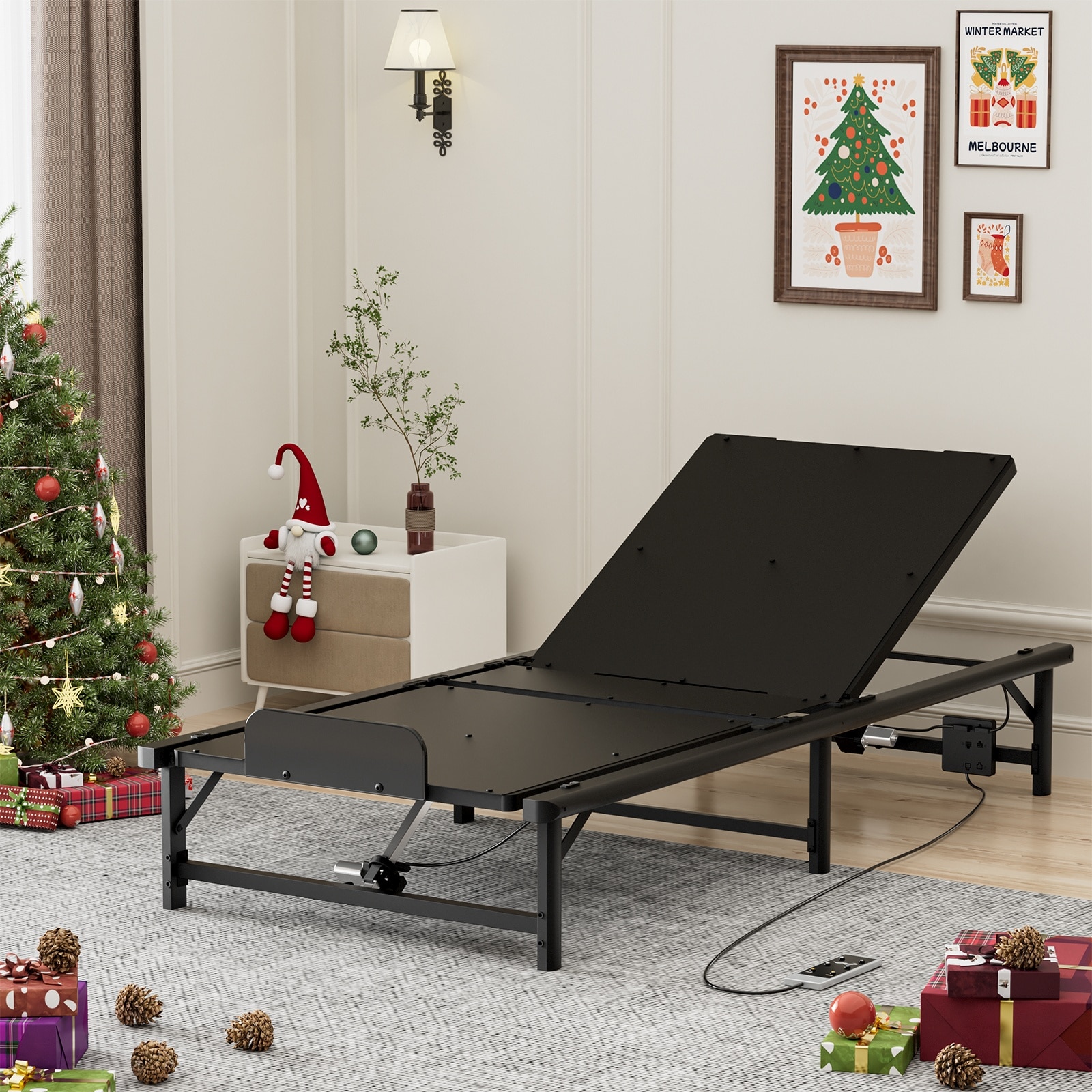 Pocassy Twin Black Metal Bed Frame in the Beds department at Lowes.com