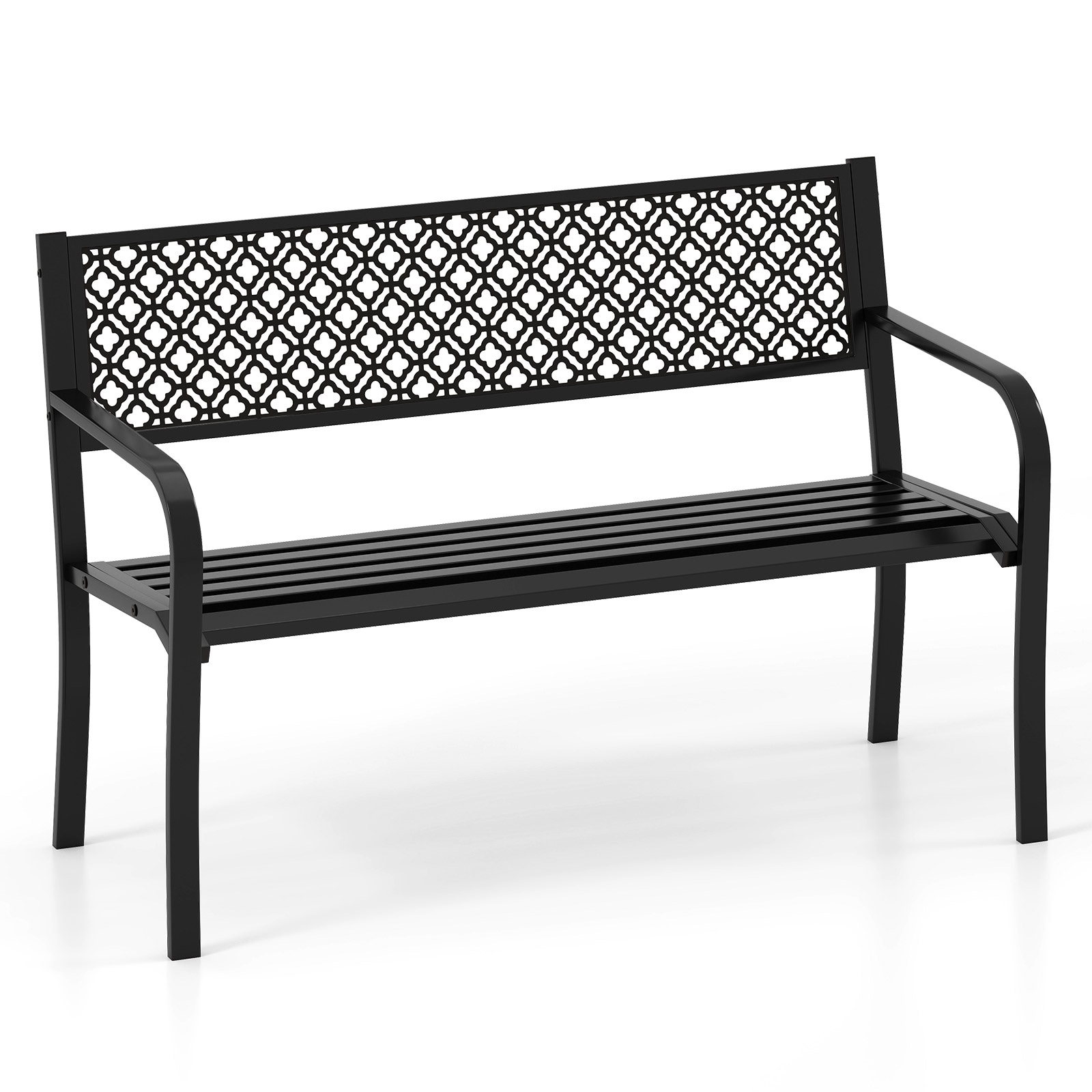 Iseryn 50-in W x 32-in H Black Iron Love seat Bench in the Patio ...