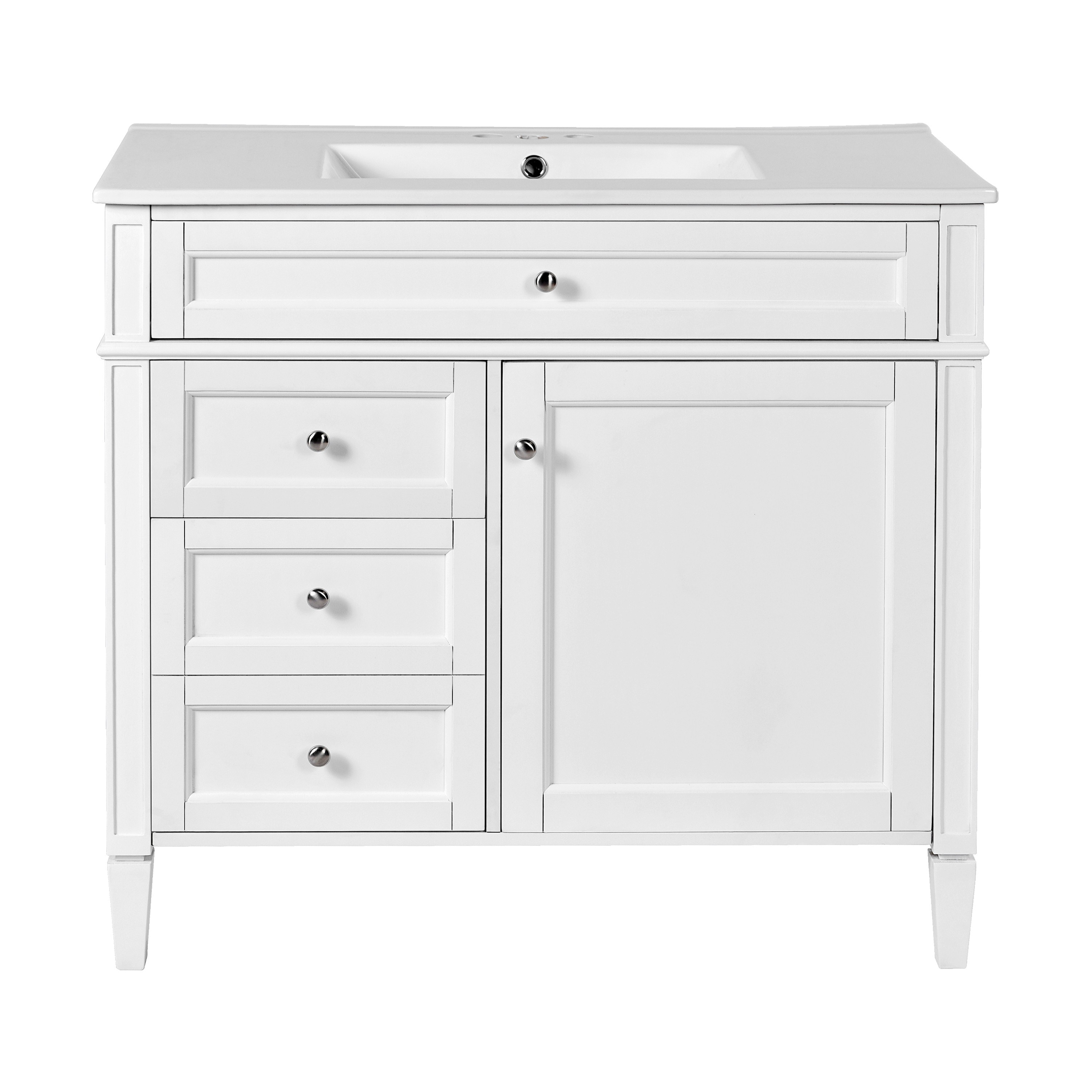 Benzara Asher Bathroom Vanity Ceramic Sink Smart Storage Door and ...