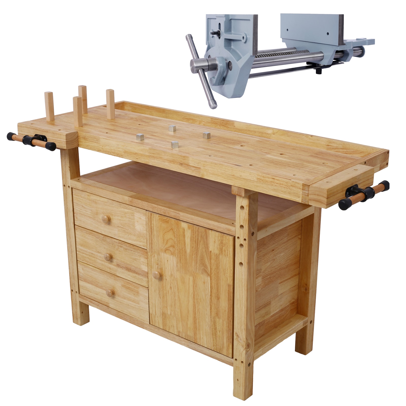 Dexmalle Wood Workbench with Rapid Action Woodworking Vise 9 Inch Jaw ...