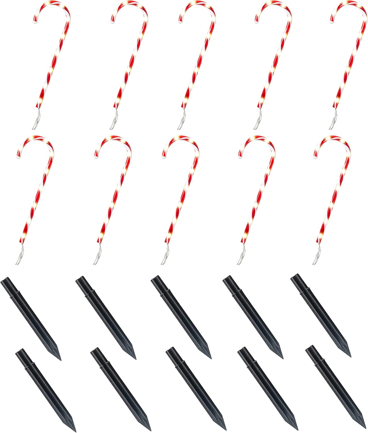 Joyfy 12 -Marker White Candy cane Christmas Pathway Markers in the ...