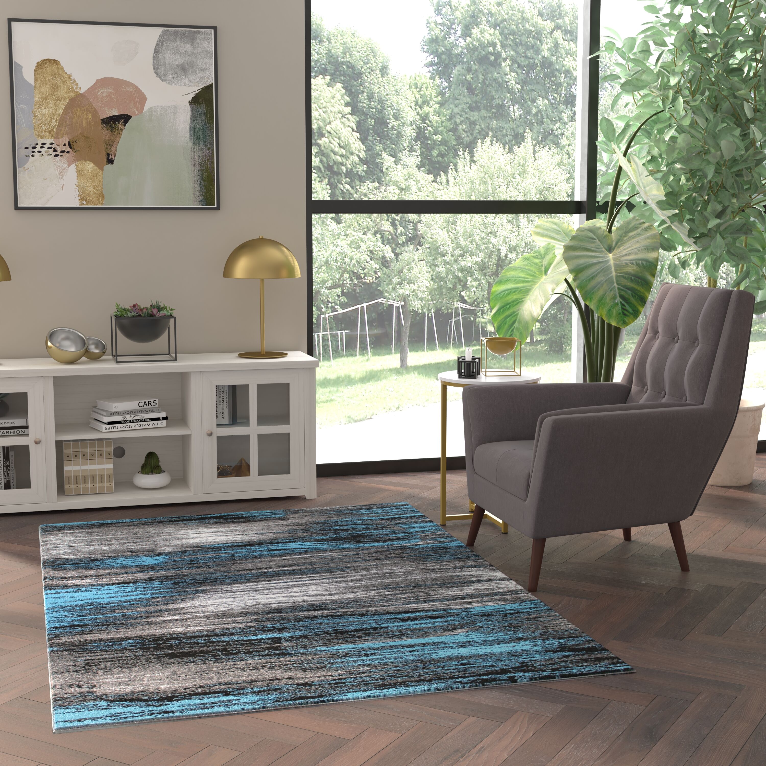 Emma + Oliver Oakland 5x7 Ultra Soft Shaded Look Olefin Accent Rug in ...