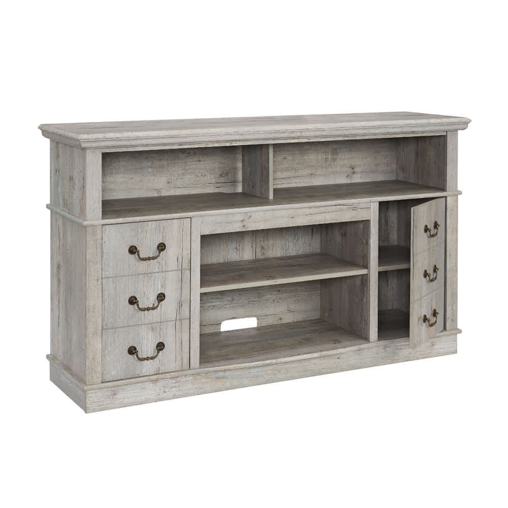 Vynxaria Traditional Light Gray Farmhouse TV Media Stand with Open and ...