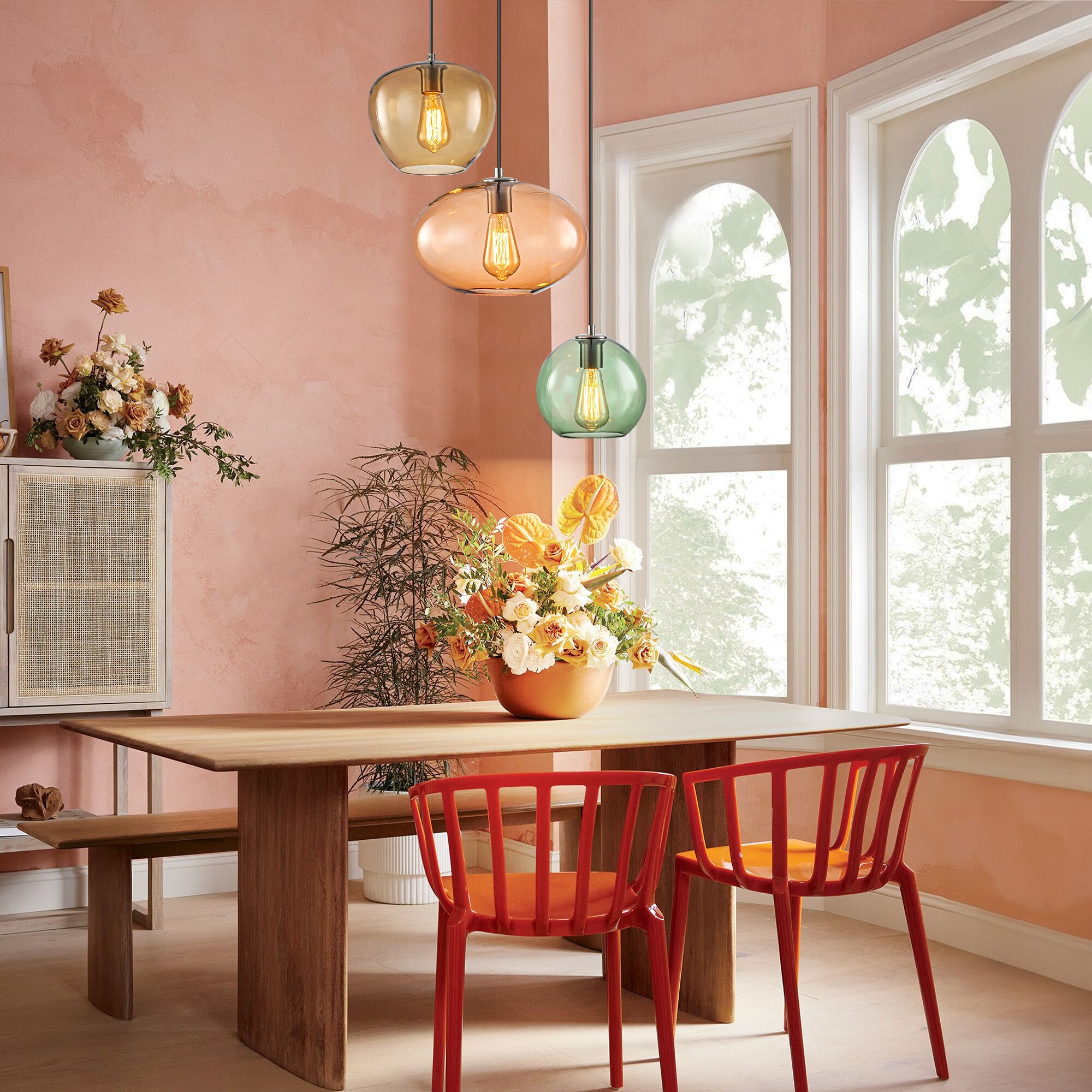 Rennnsan Dicino 3 -Light White French country/cottage Tinted glass ...