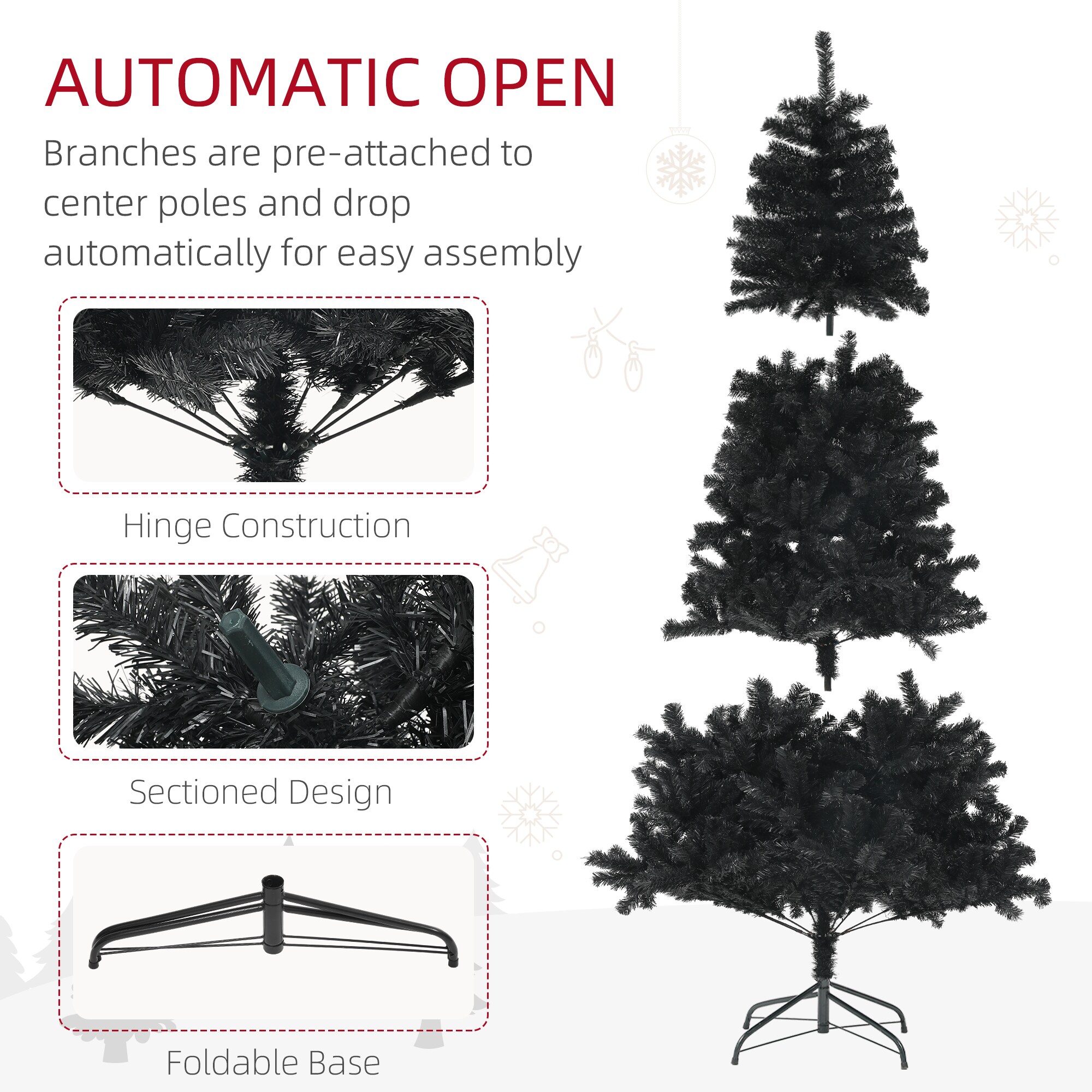 Tatayosi HOMCOM 7.5ft Tall Artificial Christmas Tree Unlit Xmas Tree ...