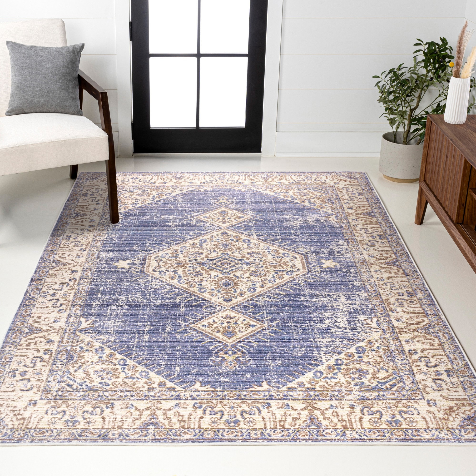 JONATHAN Y MODERN PERSIAN Lila Modern Tribal 5 x 8 (ft) Loomed Lavender/Gray Rectangular Indoor ...