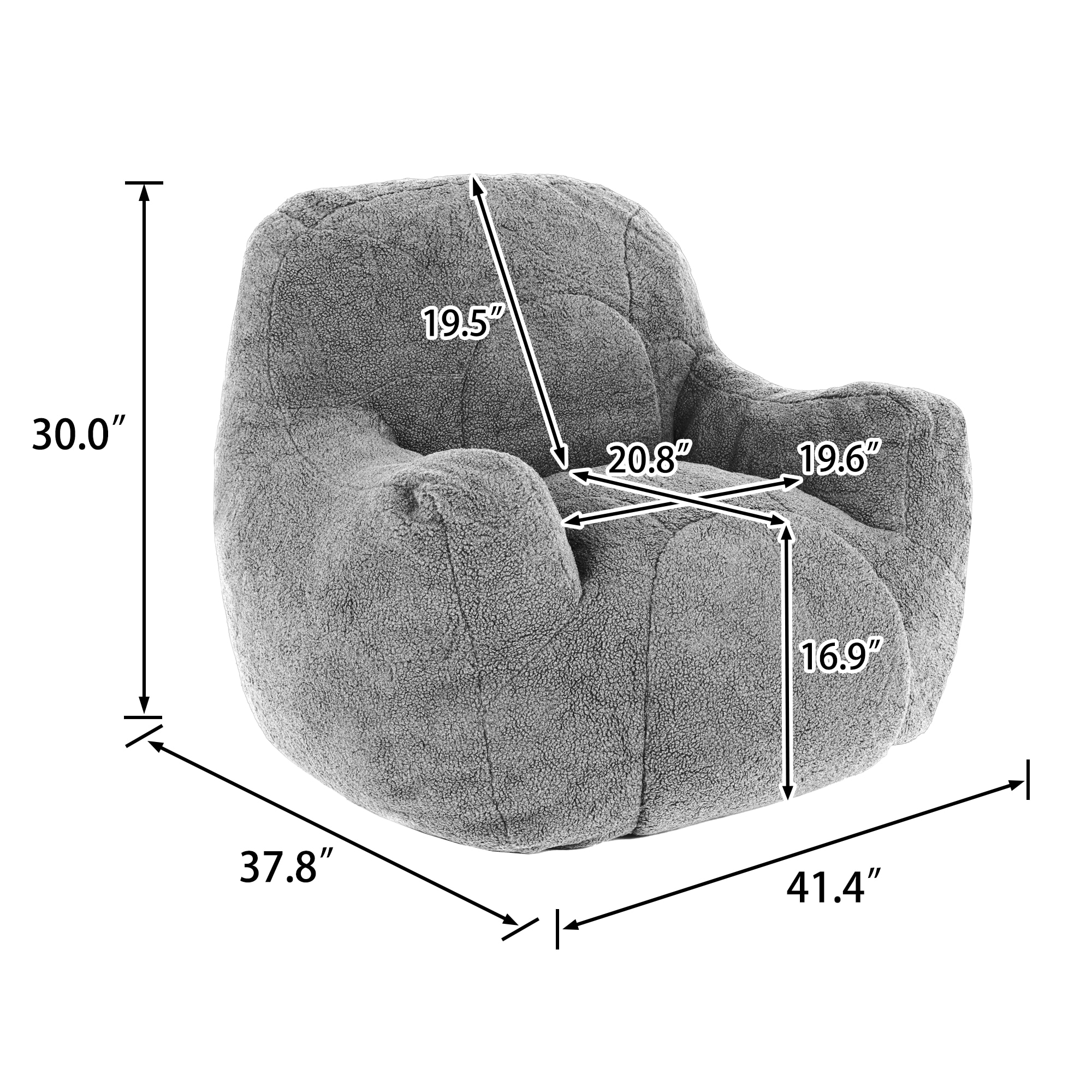 Huluwat Tufted Memory Foam Bean Bag Chair with Filler Fluffy Lazy Sofa ...