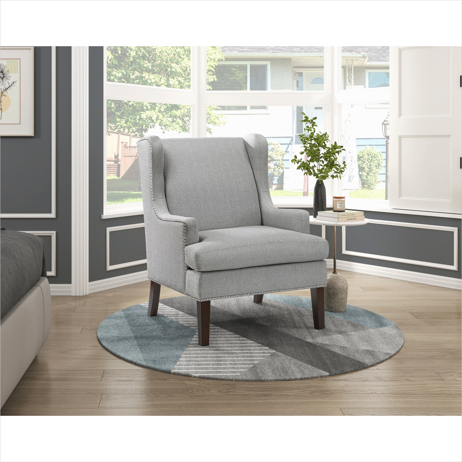 Naturefalls Single Accent Chair with Nailhead Trim and Classic Gray ...