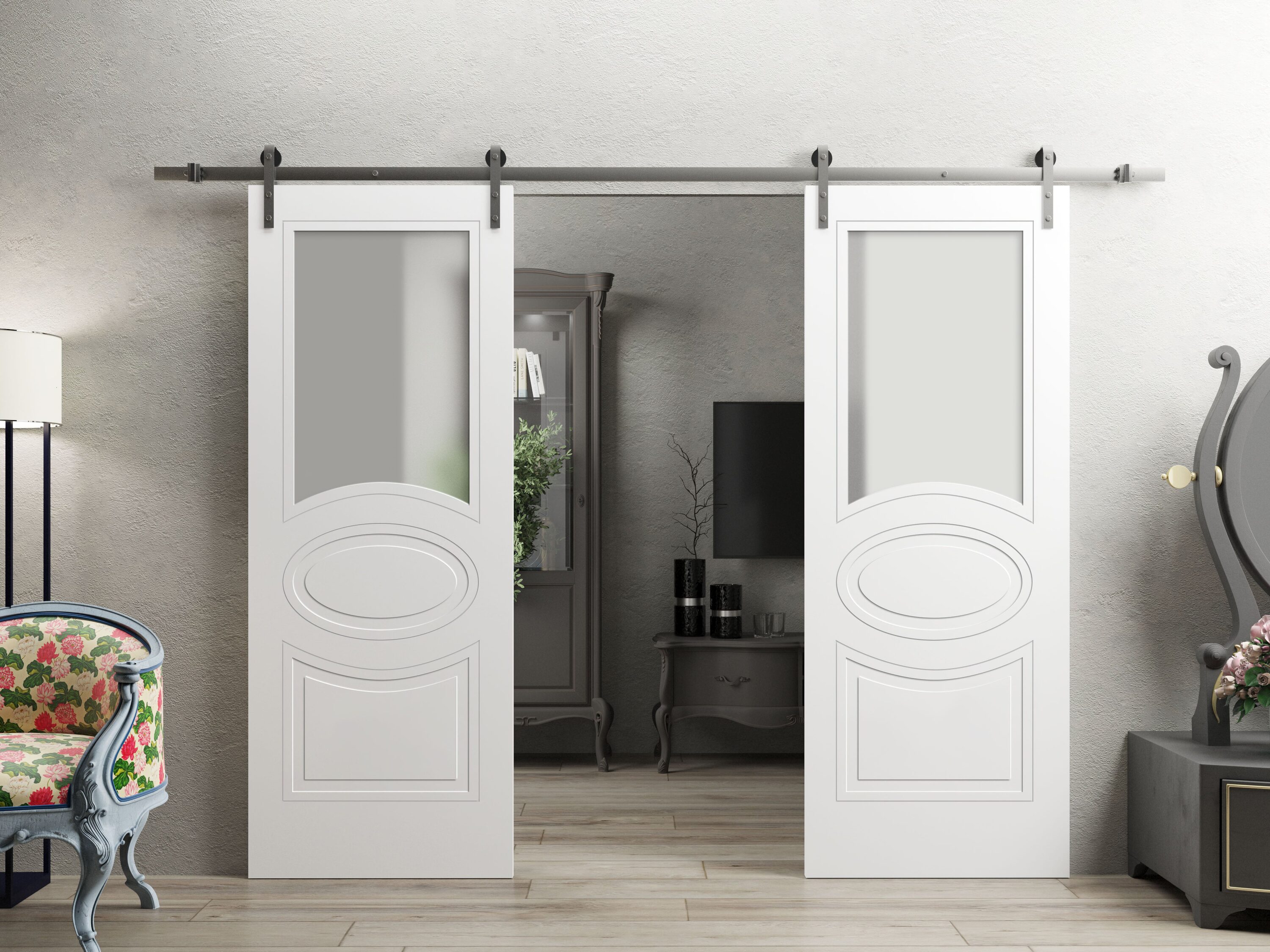 Vdom doors Interior Double Barn Doors - Mela 7012 -Track Set -64x84 ...
