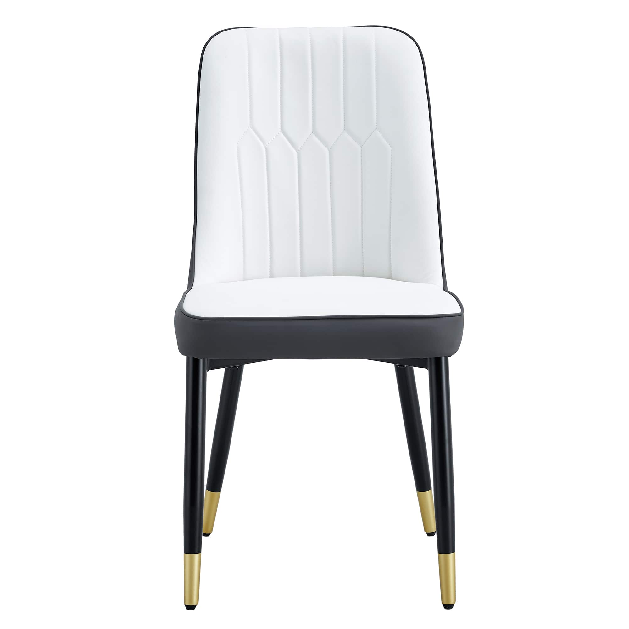 Vynxaria Modern Dining Chairs Set of 2 White Dark Gray Dual Tone PU ...