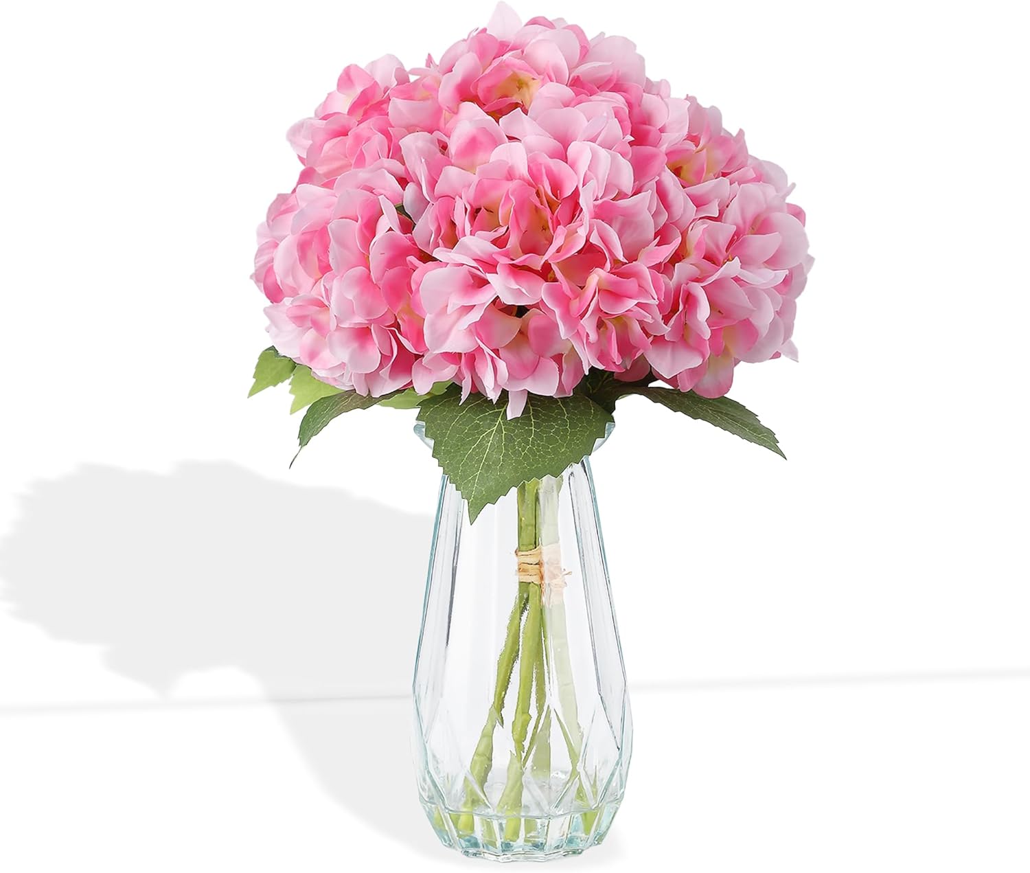 Garvee 5Pcs Artificial Hydrangea Arrangement in Glass Vase - Fade ...