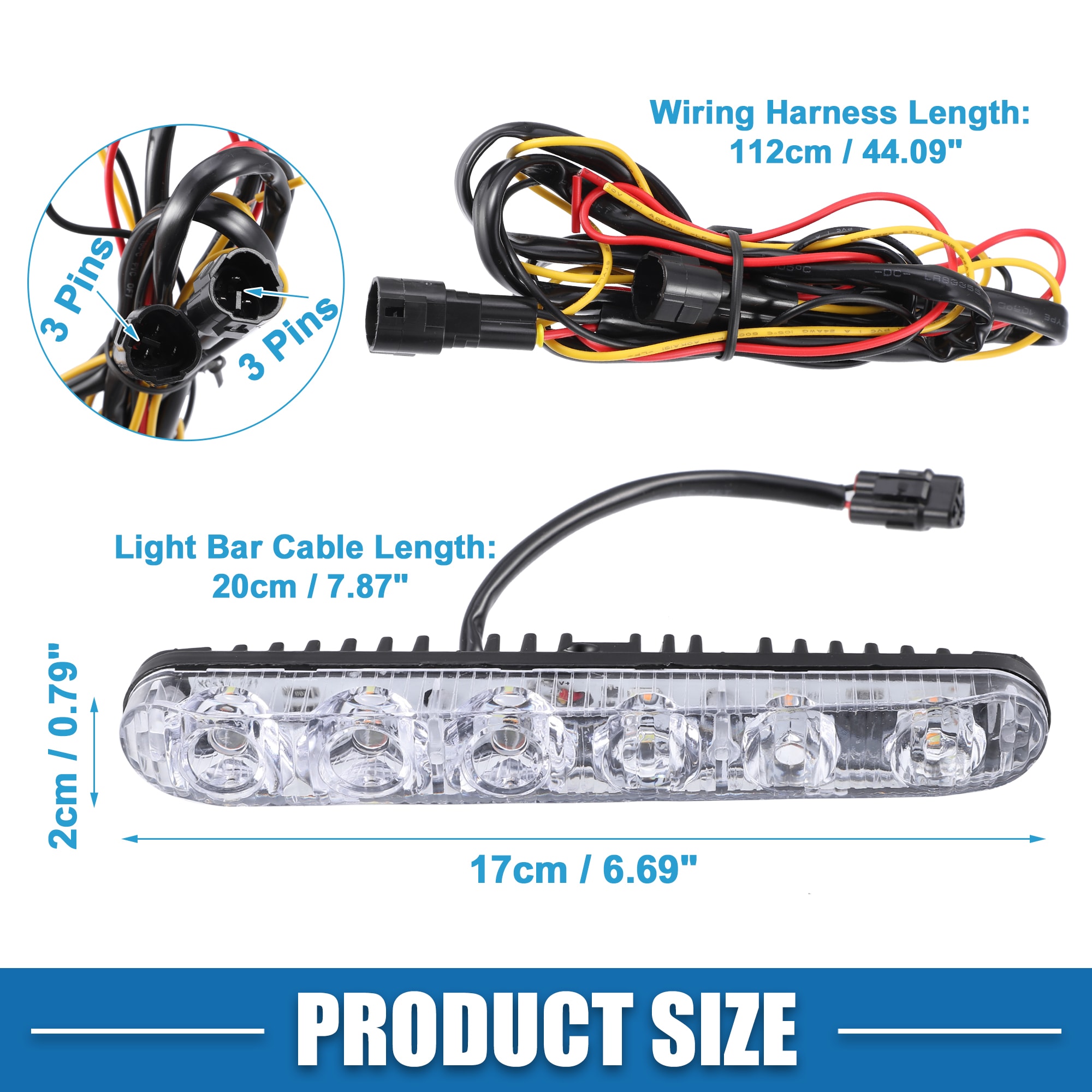 Unique Bargains Car LED Switchback Daytime Running Light Bar 6.7Inch ...