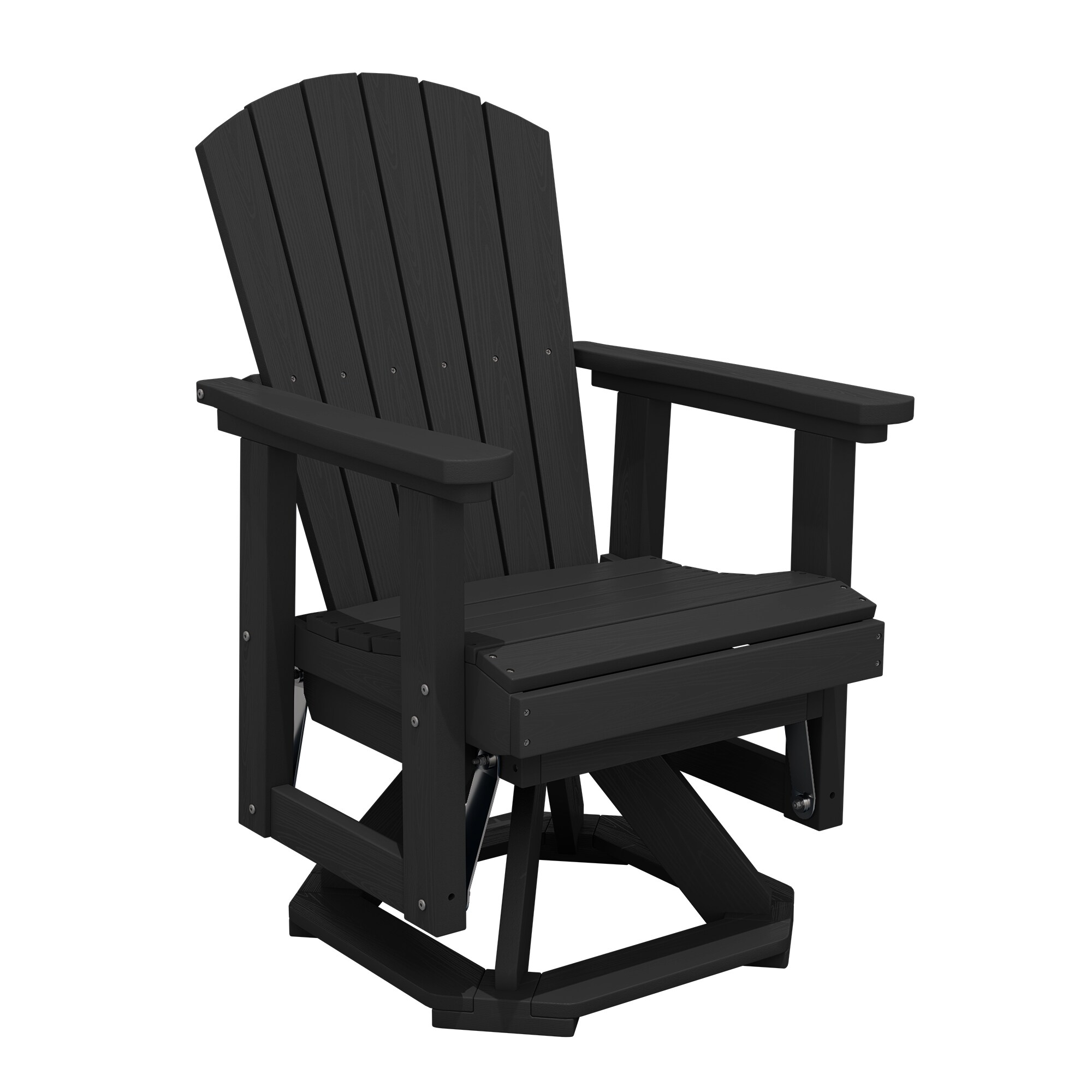 VOUA Patio Chair Black HDPE Frame Swivel glider Adirondack Chair with ...