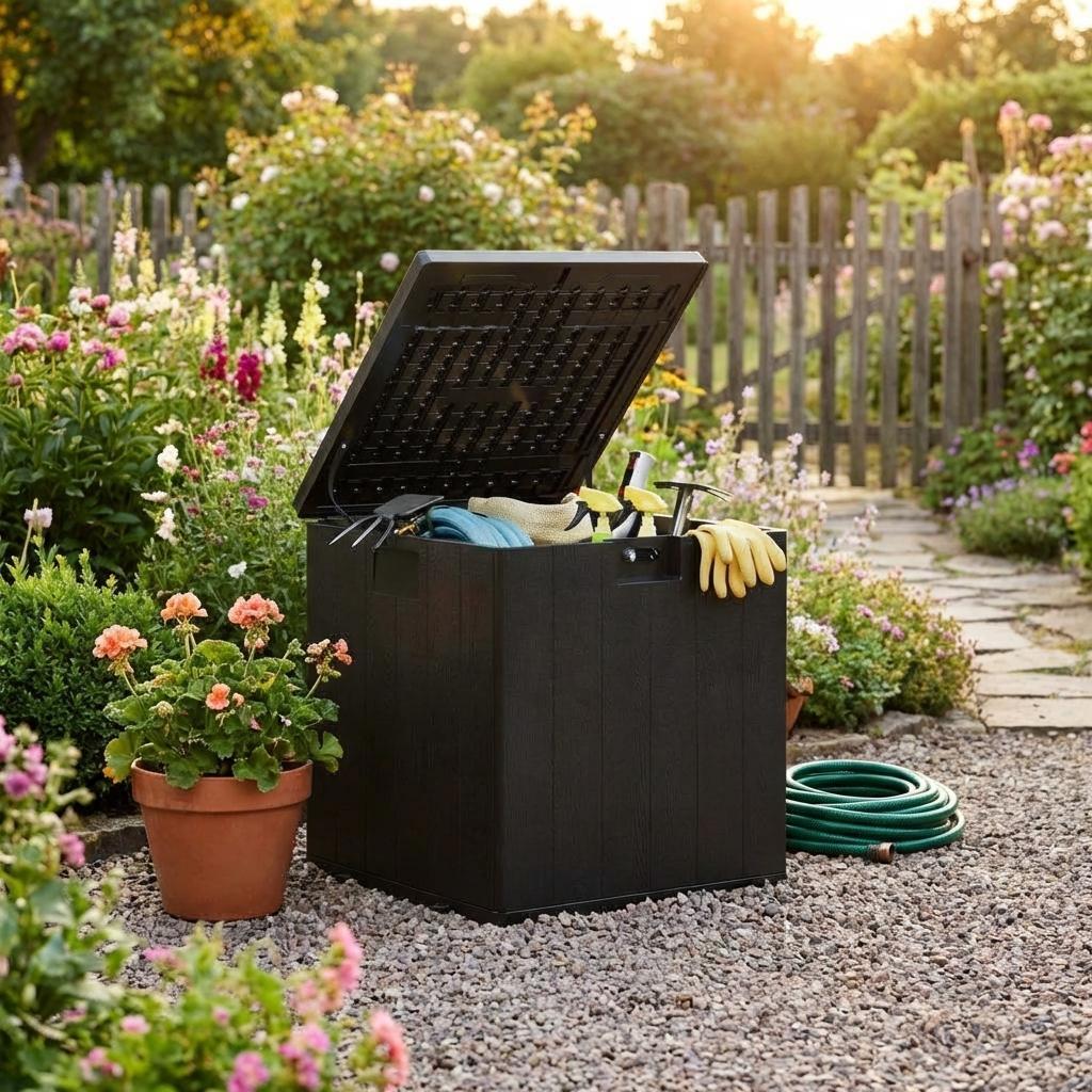 Garvee 80 Gal Large Resin Outdoor Storage Box With Hydraulic Air Rod ...