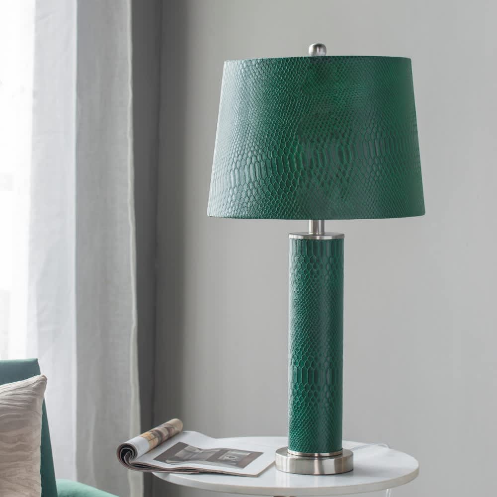 Coolbibila Green Faux Leather Table Lamp with Crocodile Texture and ...