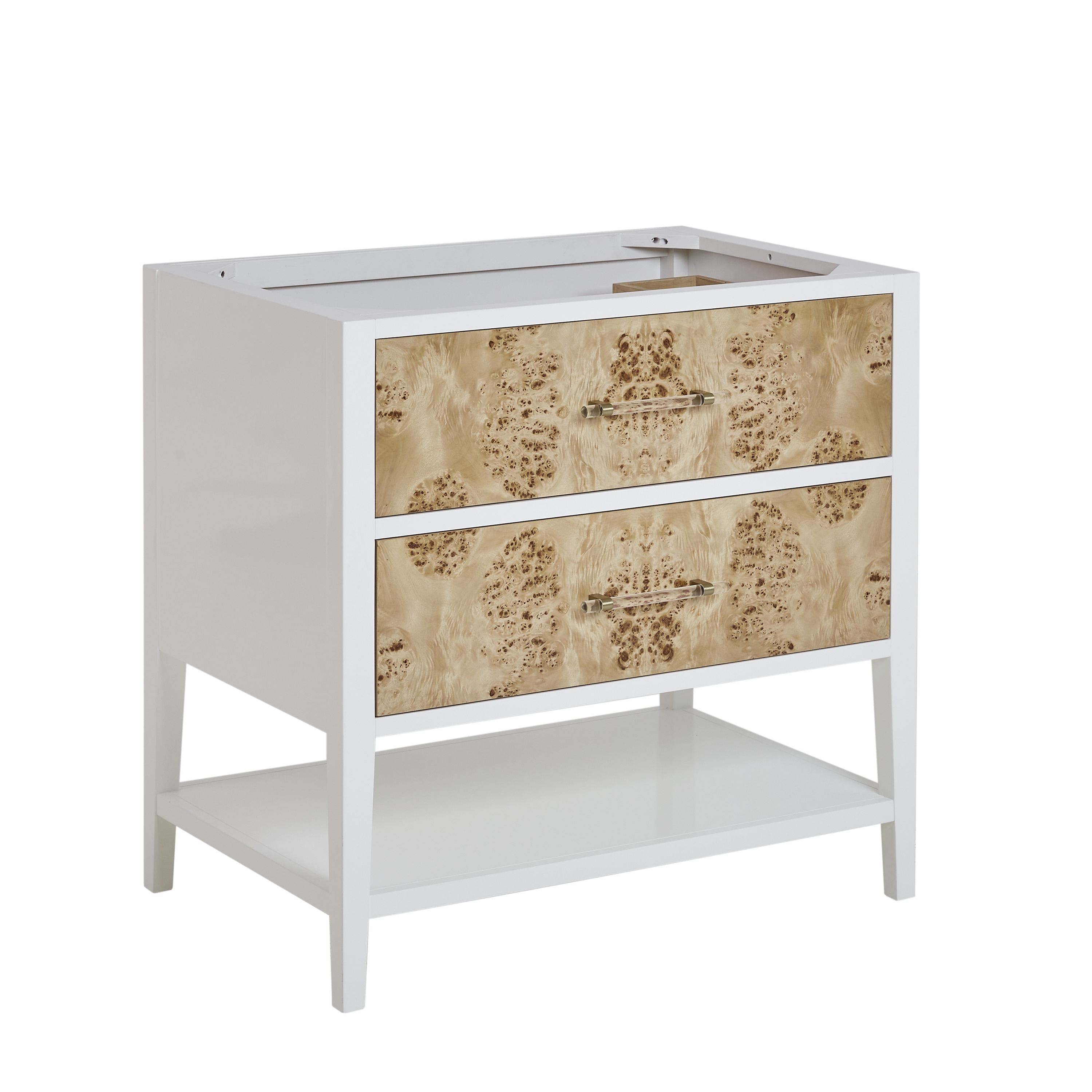 James Martin Vanities Olena 36-in Polished White and Light Mappa Burl ...