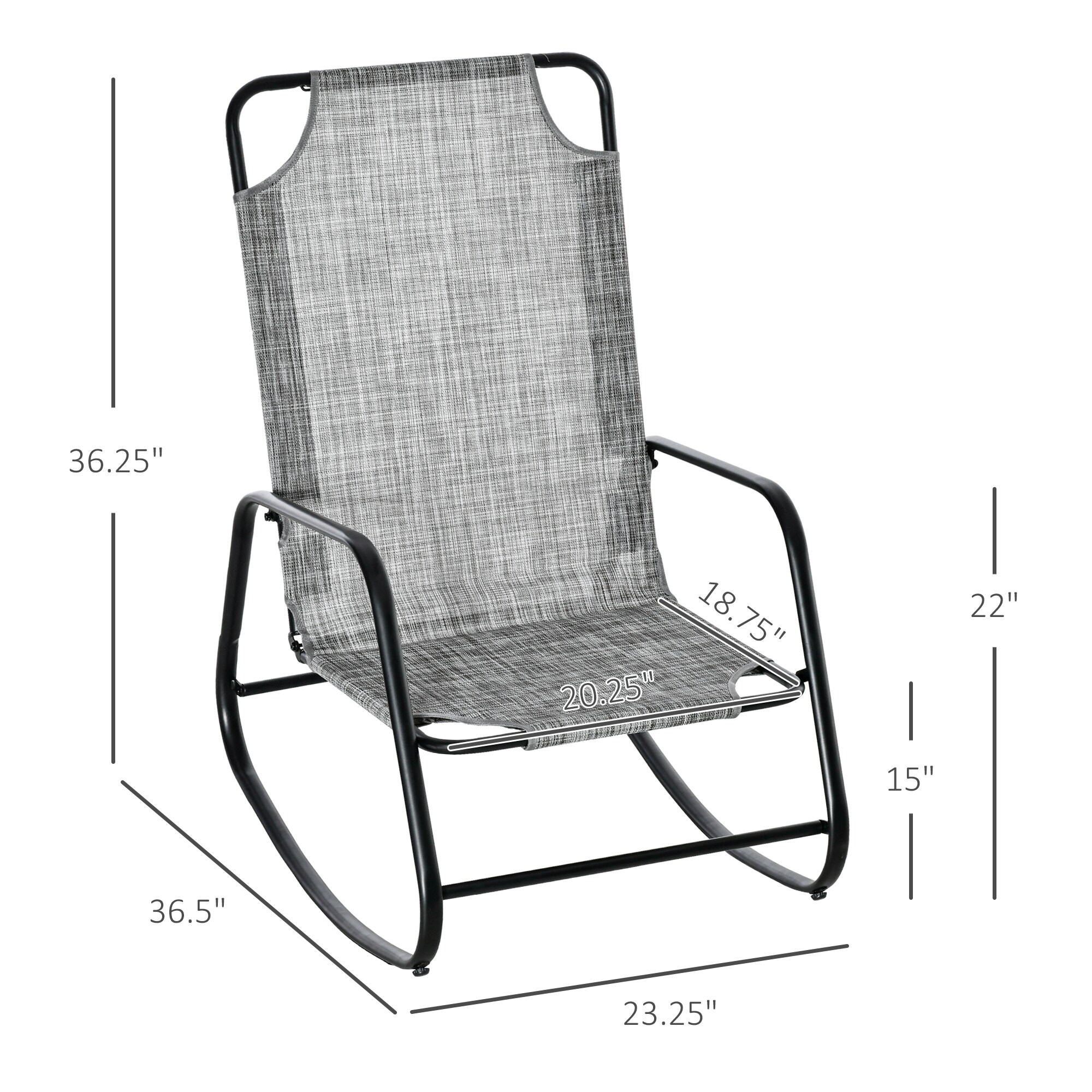 Outsunny Garden Rocking Chair Outdoor Indoor Sling Fabric Rocker for ...