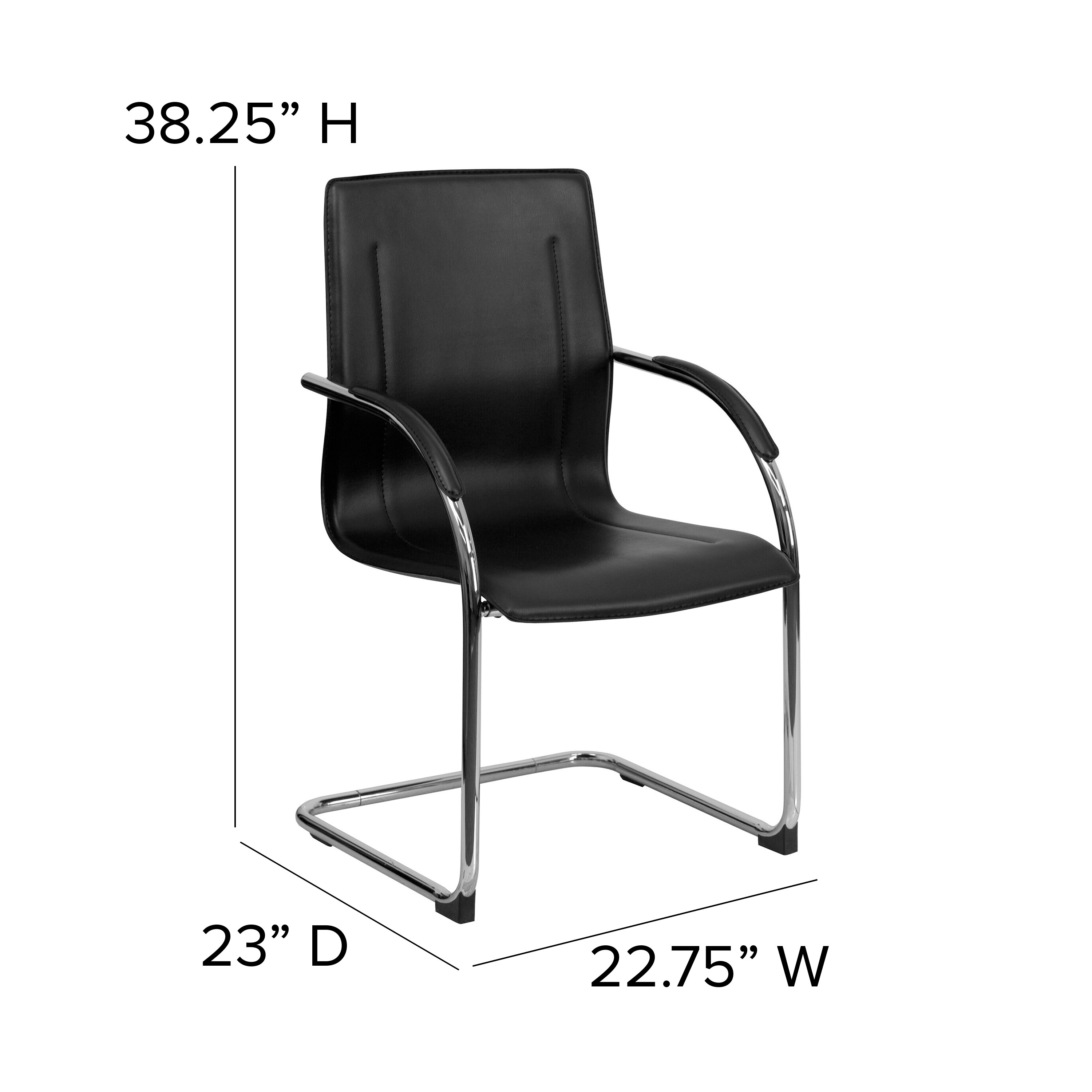 Emma + Oliver 4 Pack Black Vinyl Side Reception Chair w/ Chrome Sled ...