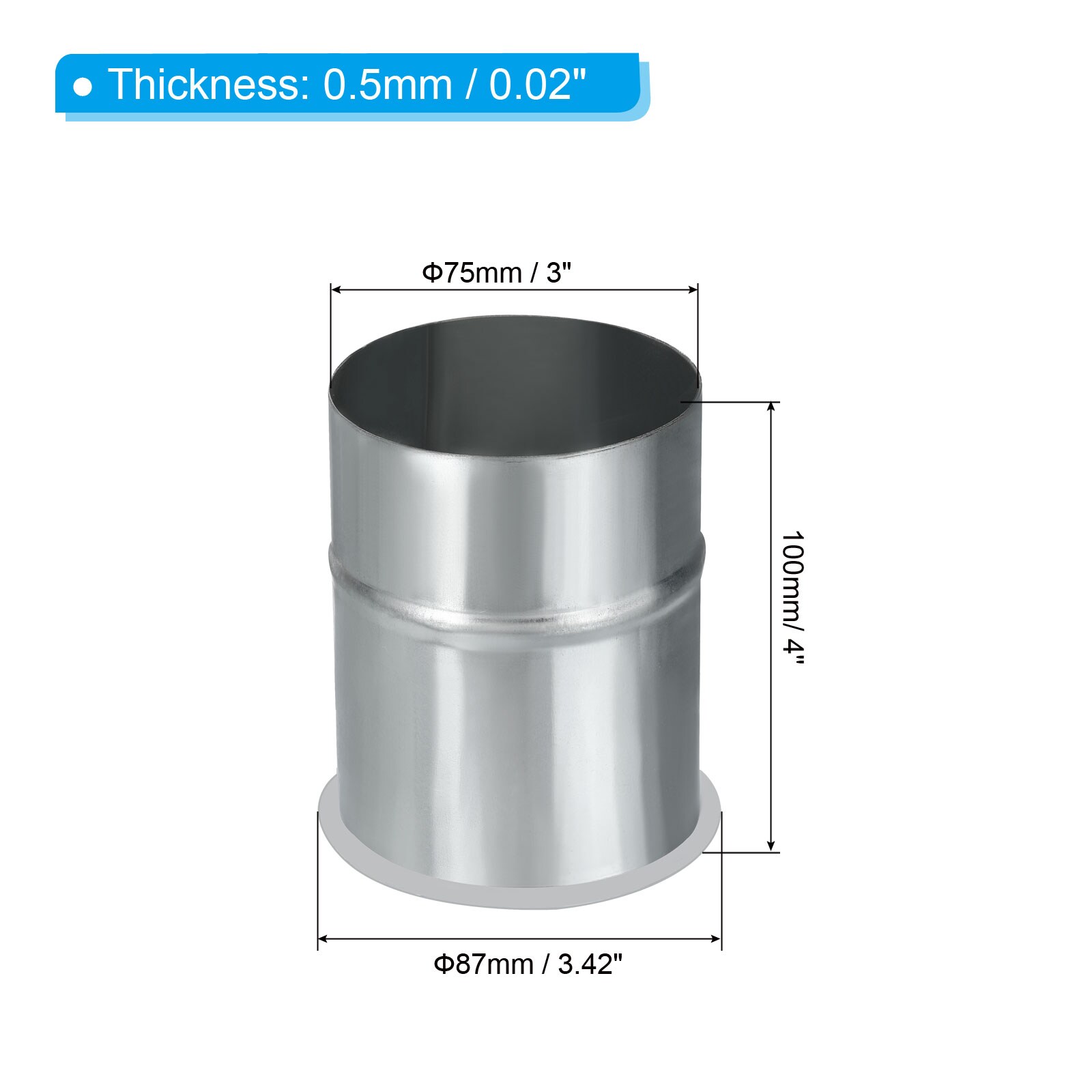 PATIKIL 3inch Duct End Cap 2pcs Galvanized Steel Tee Cap Metal Vent ...