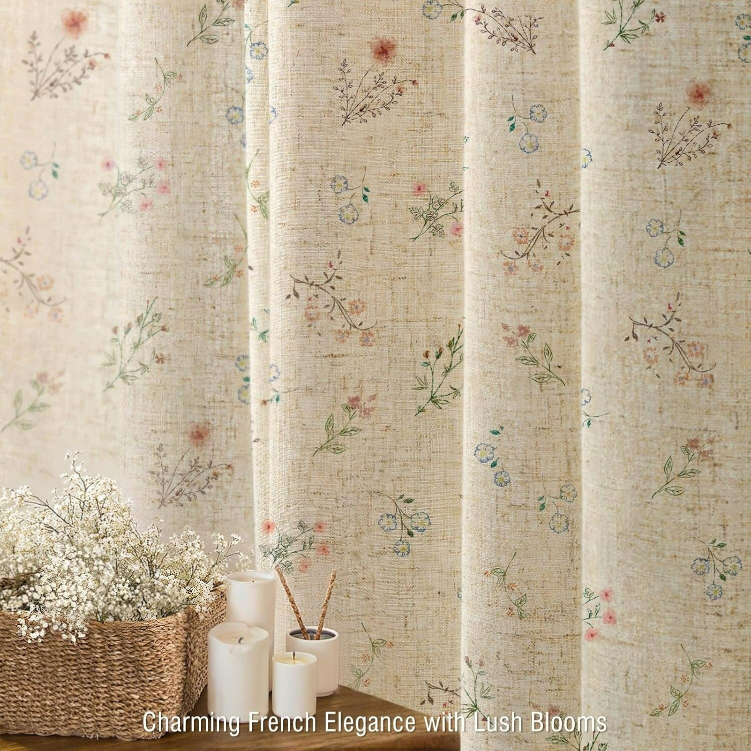 Paradigms Interiors 72x72 Inch Floral Farmhouse Linen Shower Curtain ...