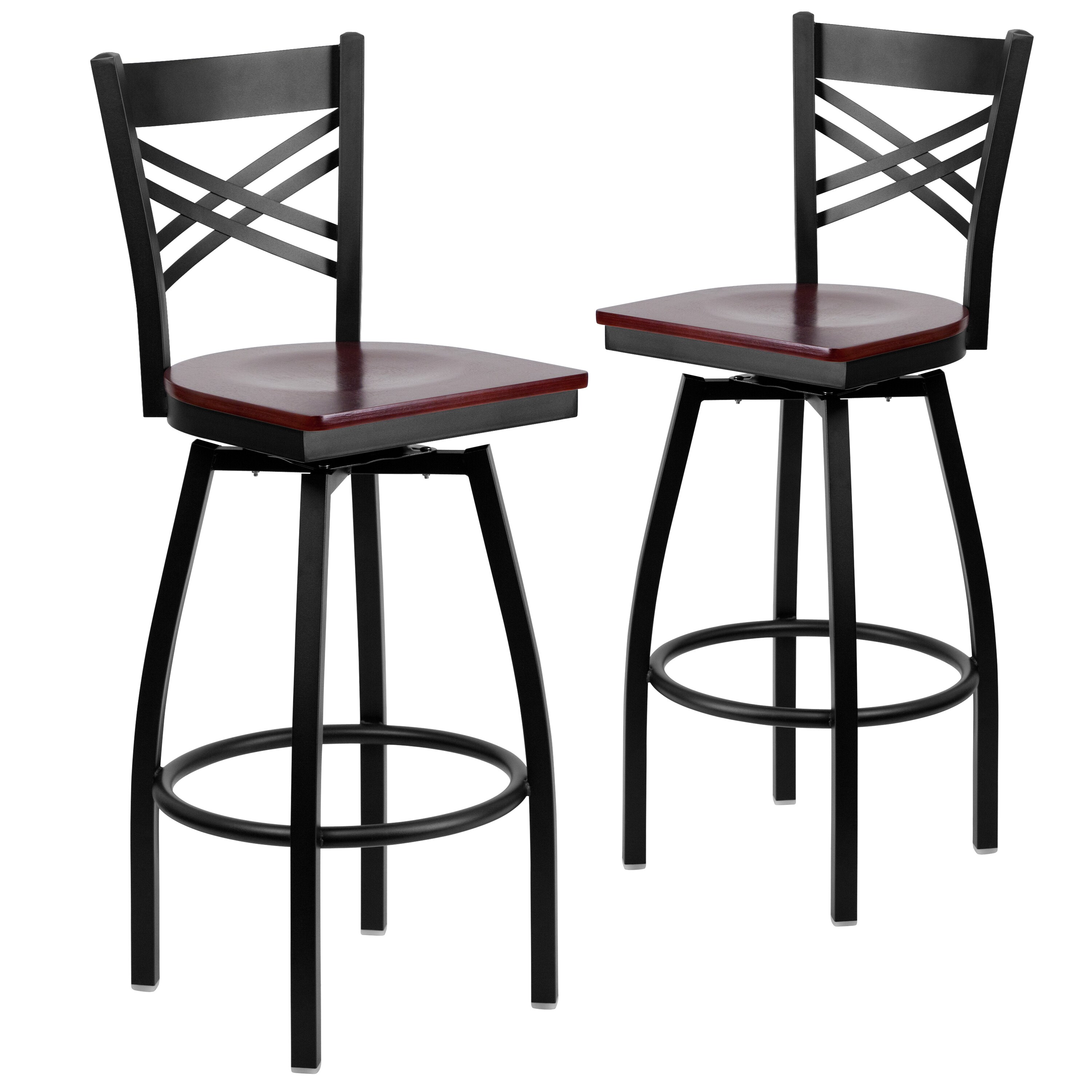 Flash Furniture 2 Pk. HERCULES Series Black X Back Swivel Metal ...