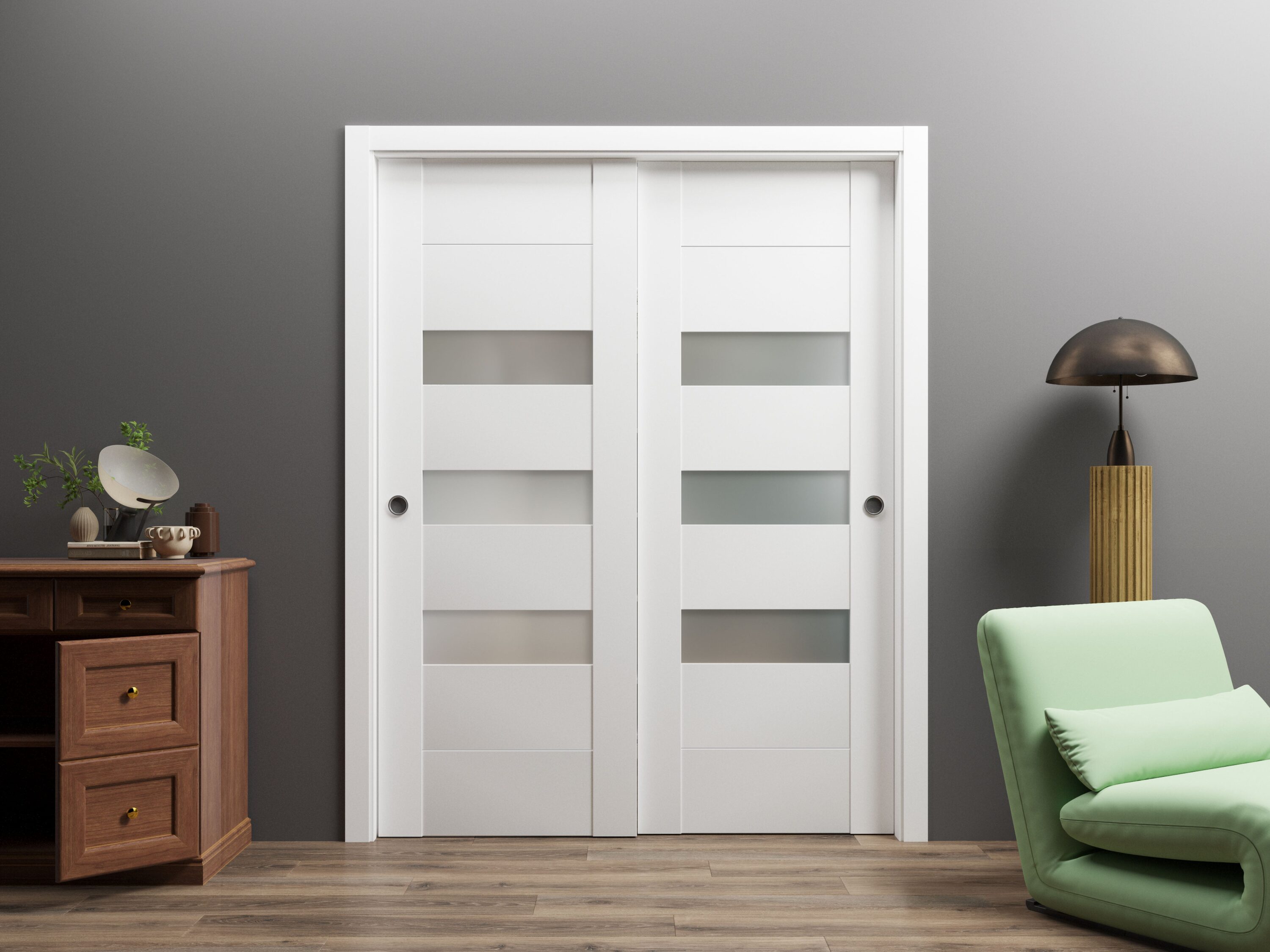 Vdom doors Sliding Closet Opaque Glass Bypass Doors 48 x 84 inches ...