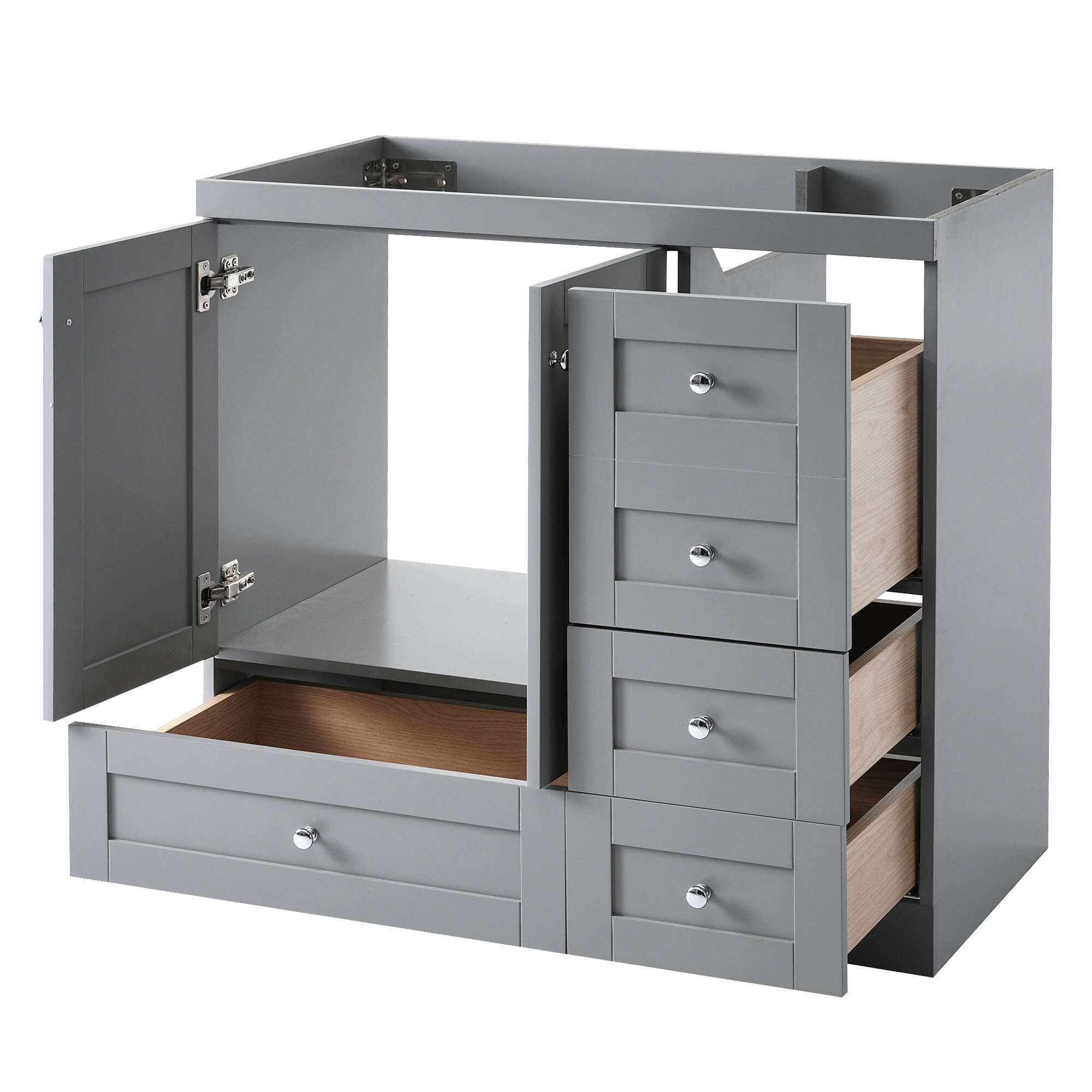 GDFStudio Jack 36 Inch Bathroom Vanity Cabinet Gray - Sink Not Included ...