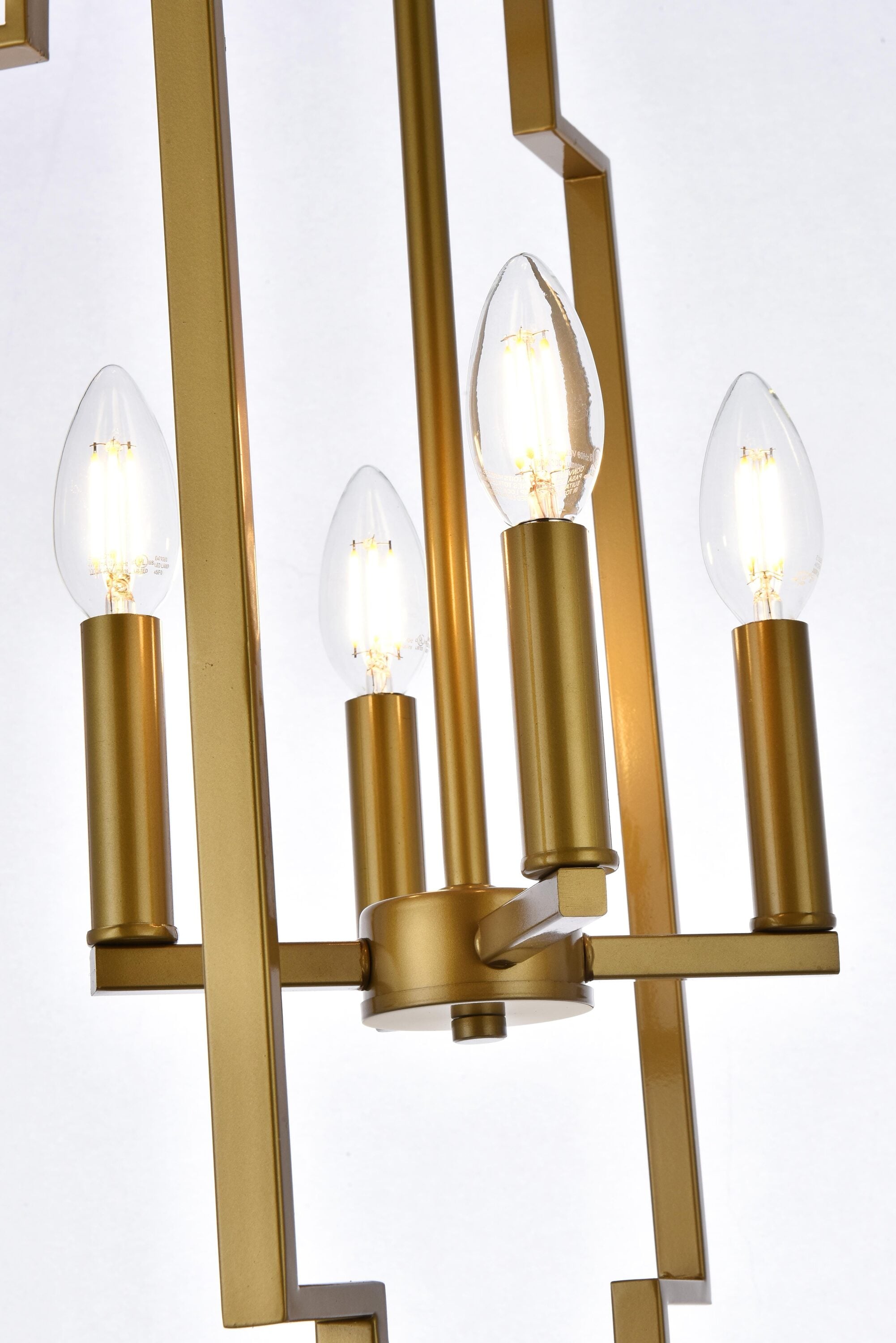 Elegant Decor Home Furnishing 4 -Light Brass Mid-century Rectangle ...