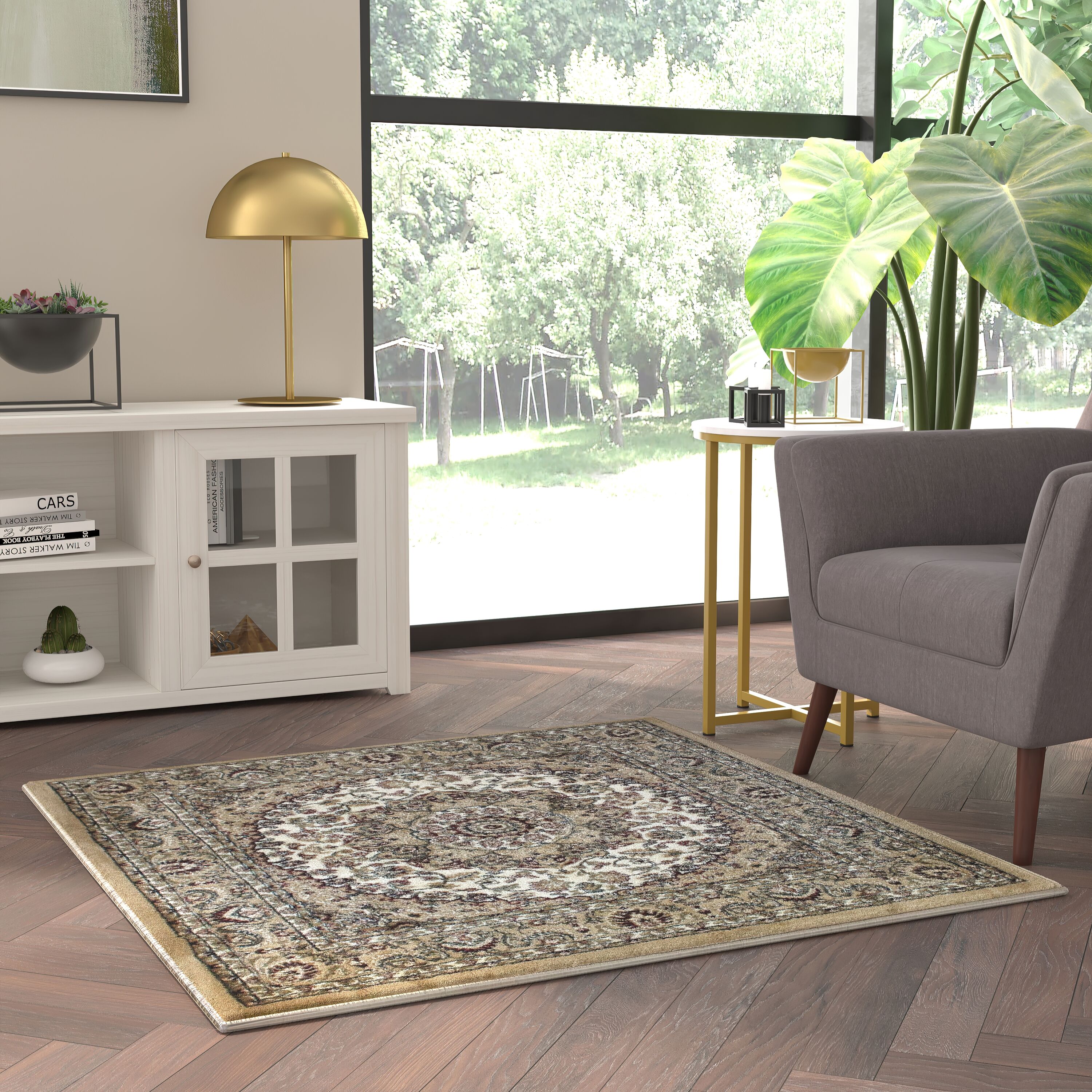 Emma + Oliver Zada Ultra Soft 4-ft x4-ft Square Olefin Accent Rug with ...